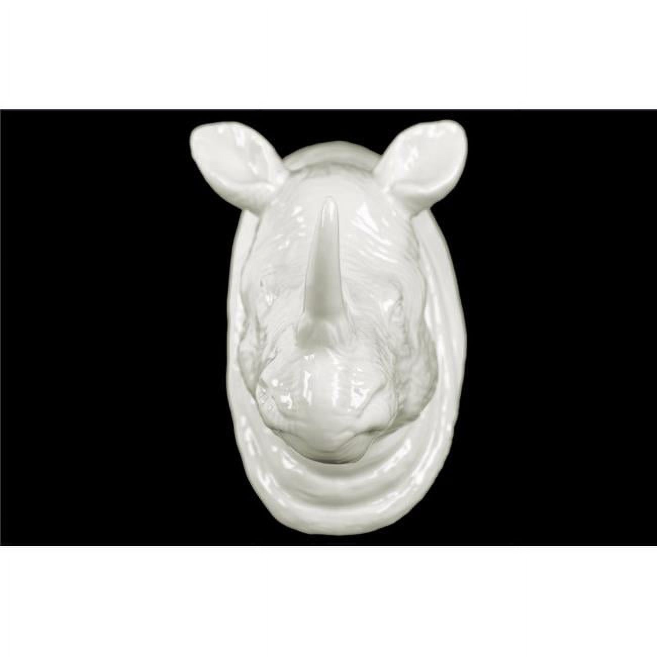 Benzara BM133254 Ceramic Rhino Head Wall Decor Gloss Finish - White - 4 ...