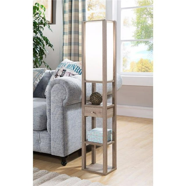 Lamp With Small Drawer and Shelves, Light Brown - Walmart.com