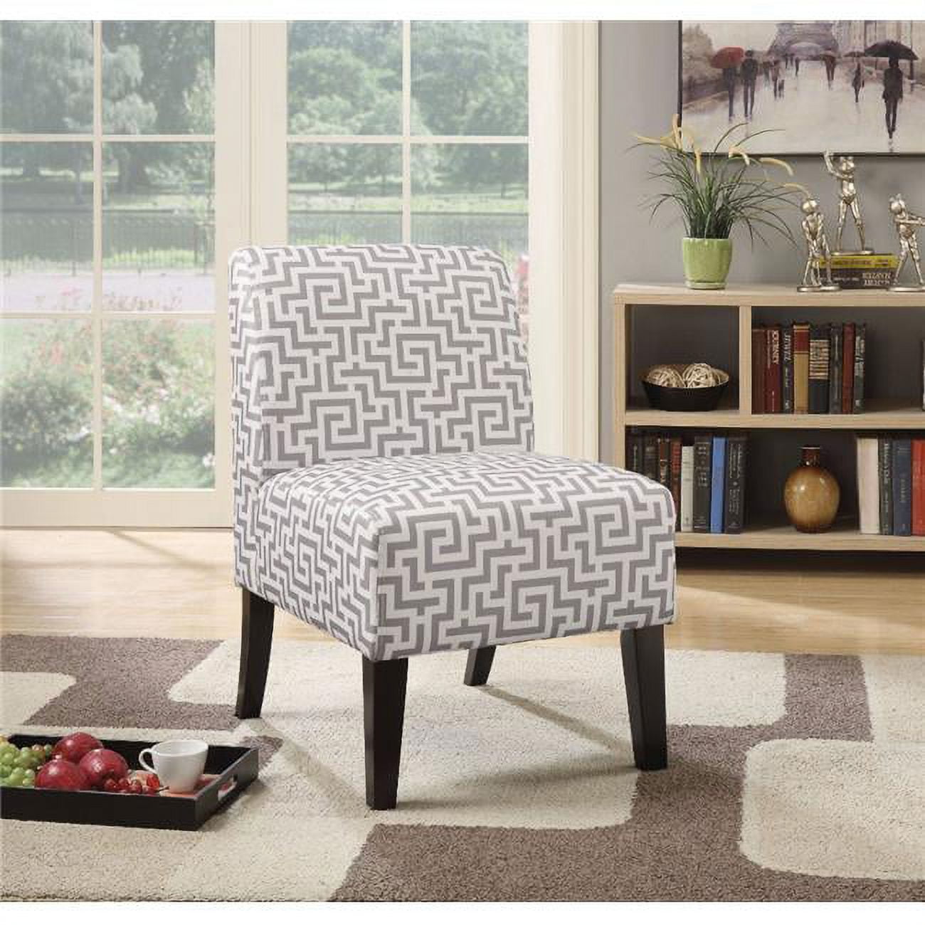 Benzara BM151973 Accent Chair Pattern Fabric, Gray & White - Walmart.com
