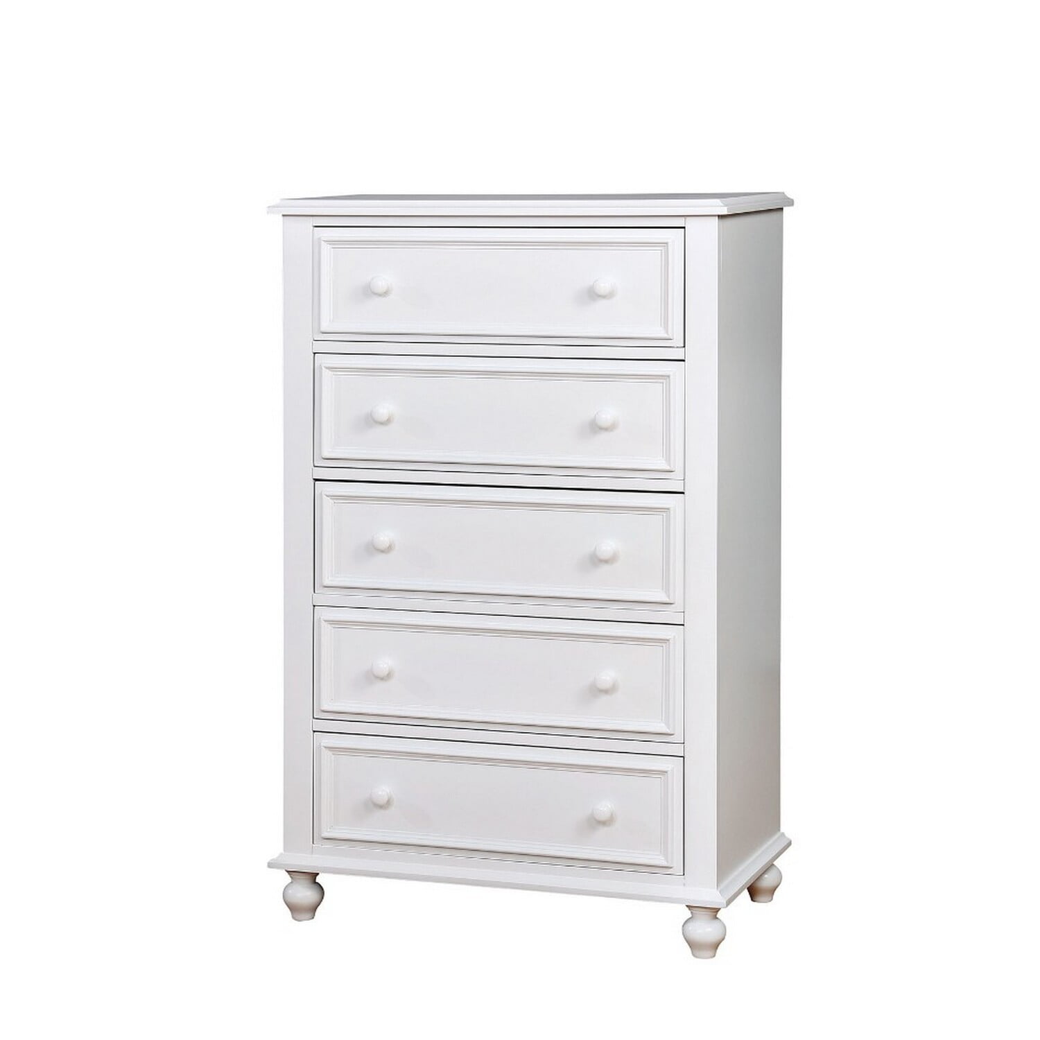 Benzara Wooden 5 Drawers Chest, White - Walmart.com