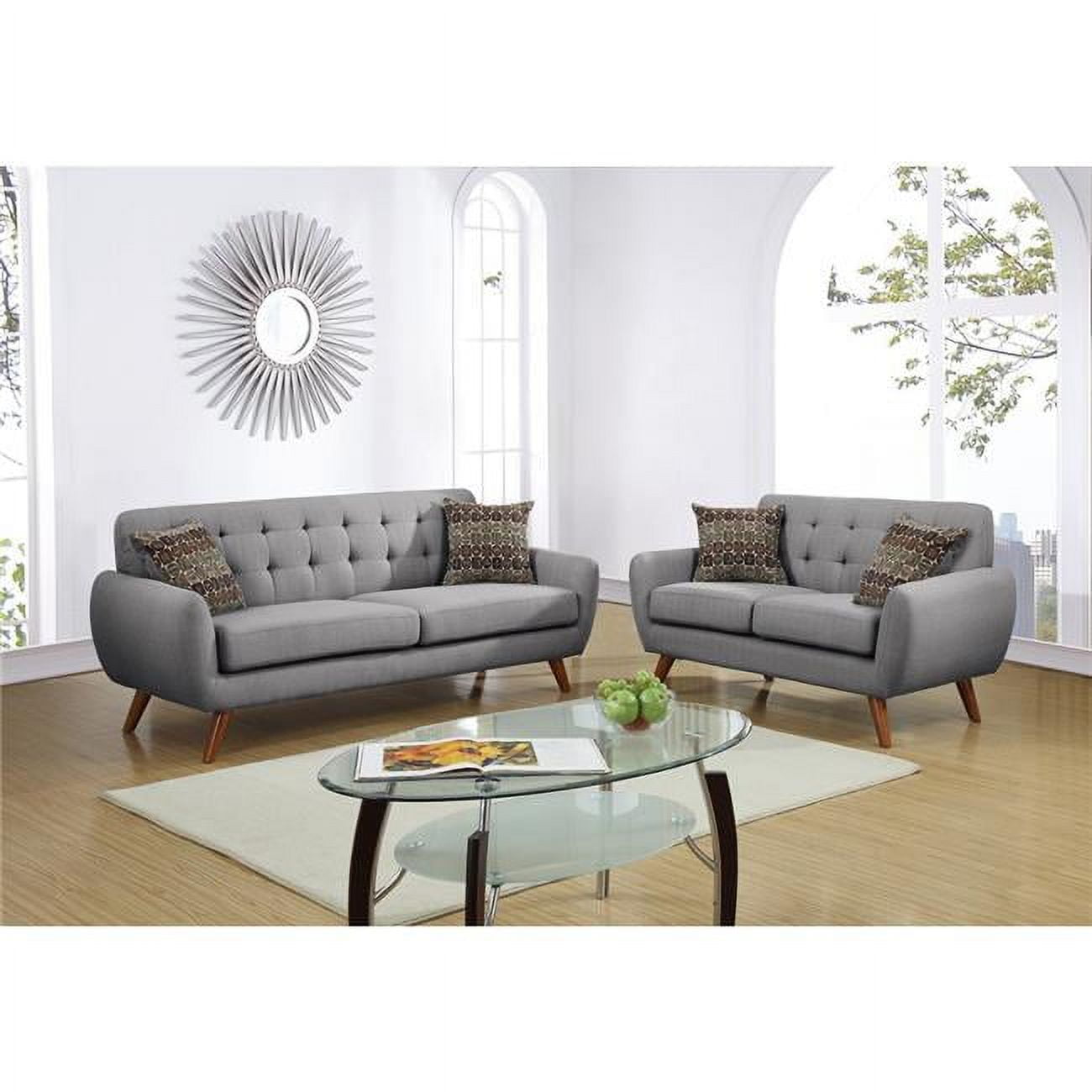 Benzara BM168730 33 x 35 x 60 in. Polyfiber Sofa Set with Cushion Seats ...