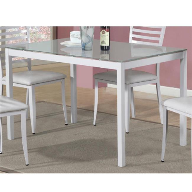 Benzara BM171325 30 x 48 x 30 in. Metal & Glass Dining Table - White ...