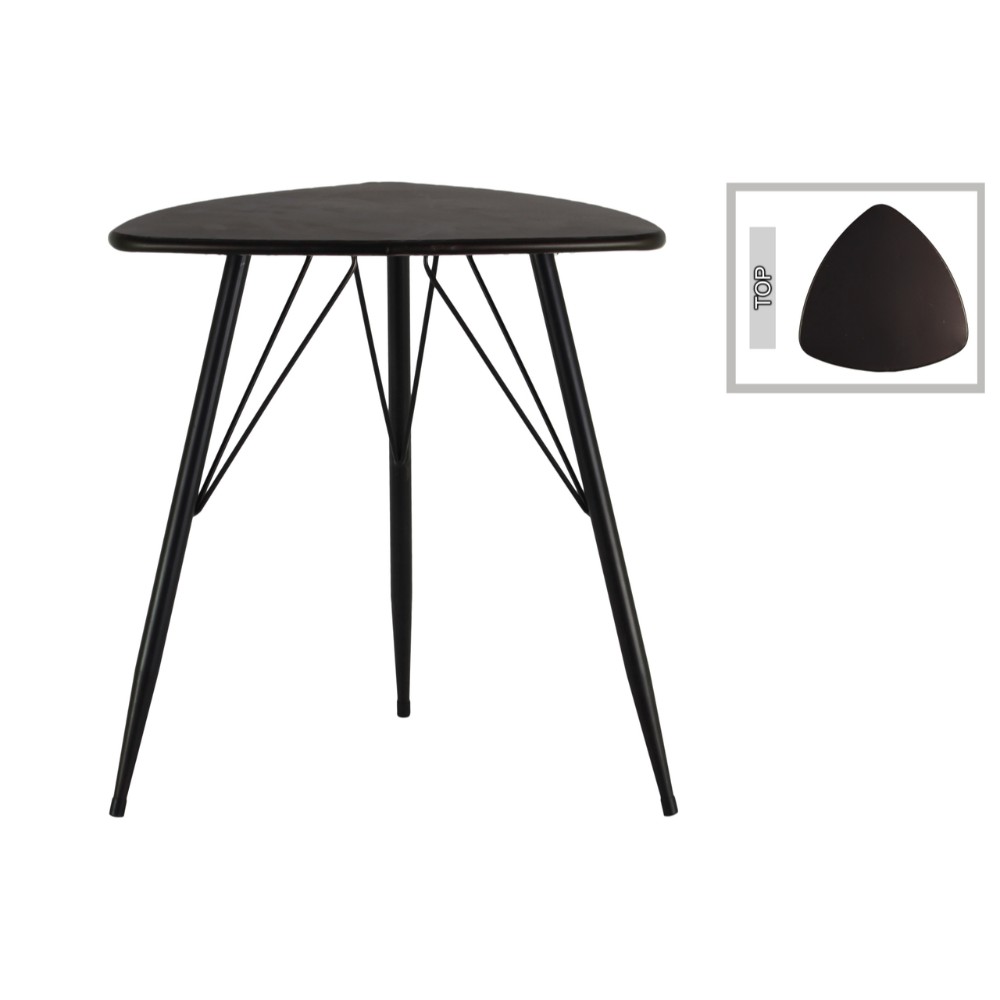 Benzara BM179351 Metal Triangular Table with Curved Edges, Gunmetal ...