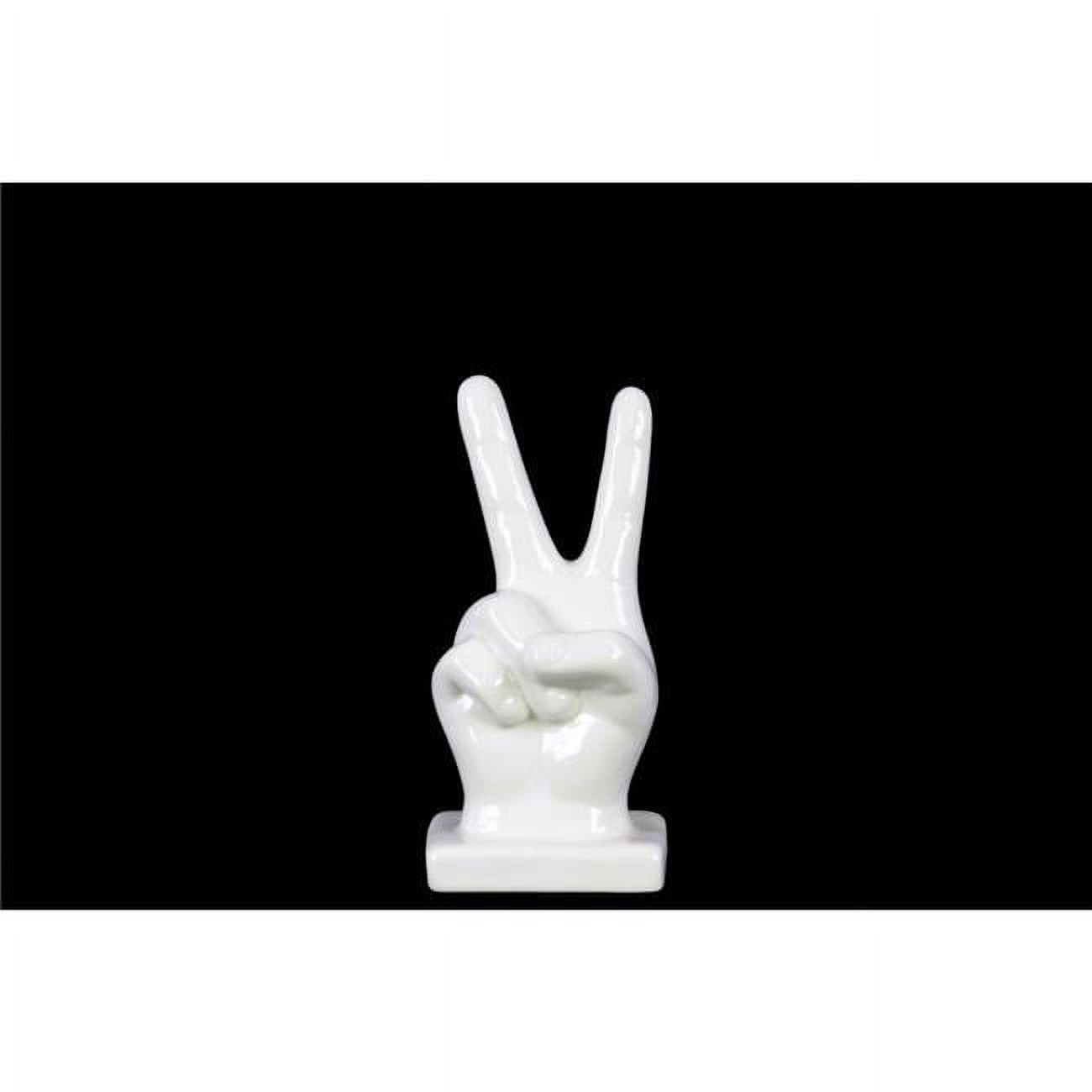 Benzara BM179407 Ceramic Peace Hand Sign Tabletop Decor on Base, Small ...