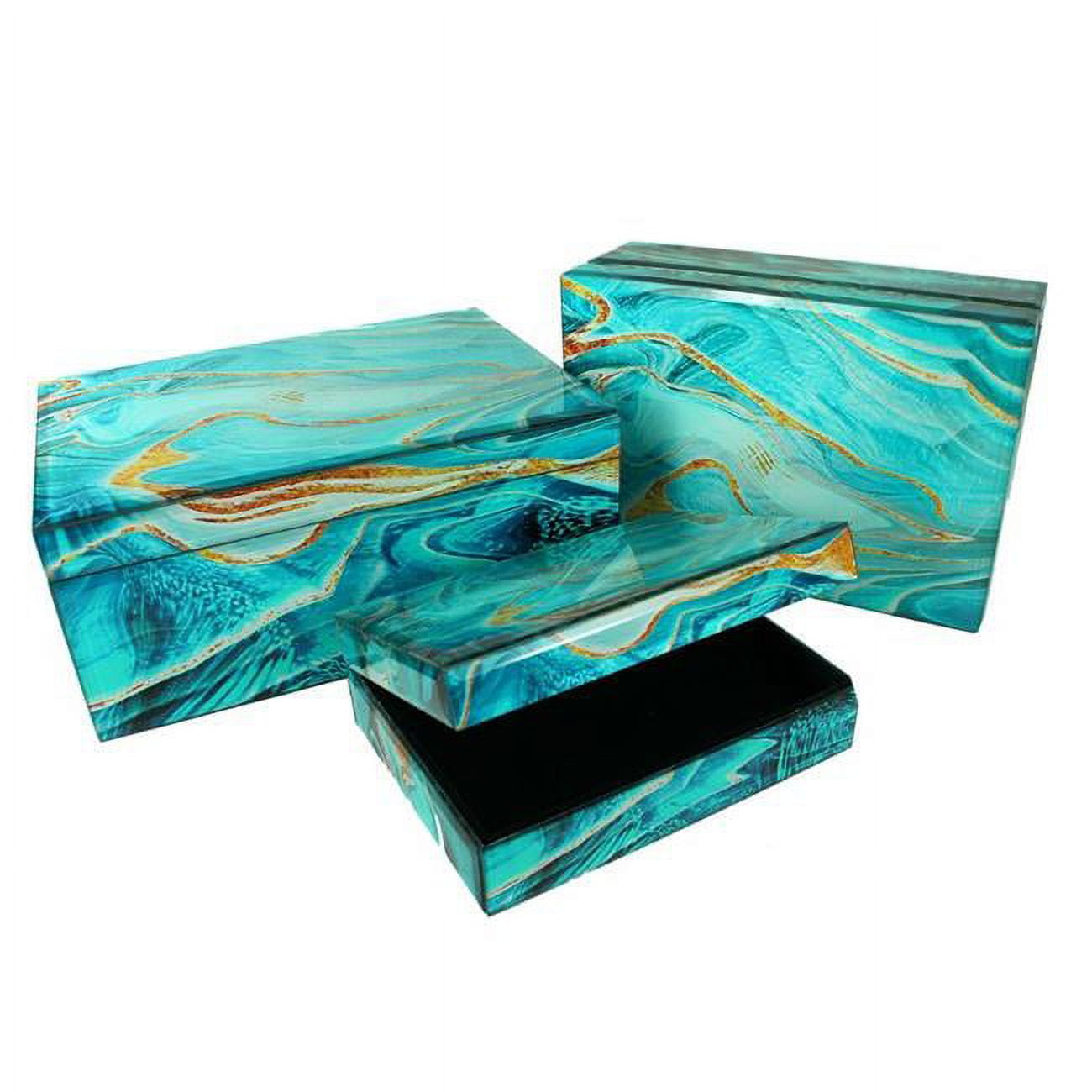 Benzara BM183345 3 Piece Marbleized Decorative Rectangular Glass Box ...