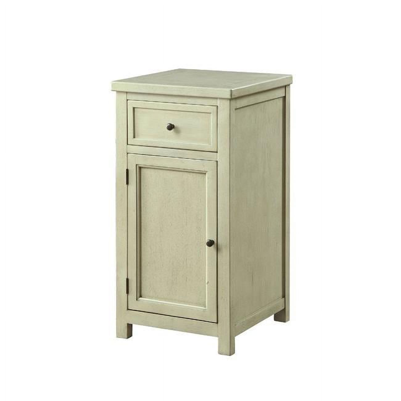 Benzara BM186385 Solid Wood One Drawer & One Door Side Table with Metal ...