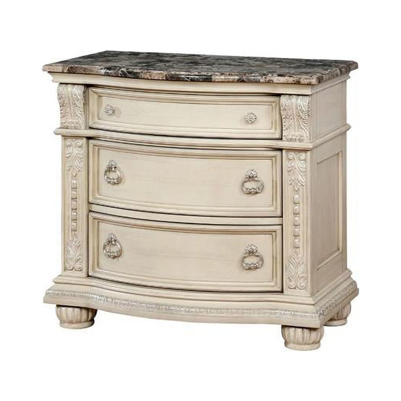 Benzara BM187256 Traditional Three Drawers Solid Wood Night Stand with ...