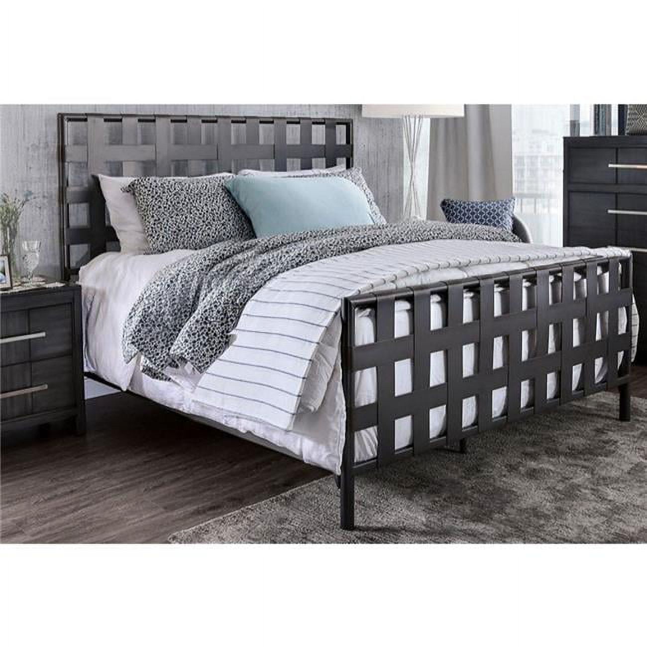 Benzara BM187266 Industrial Style Queen Size Metal Bed with Lattice ...