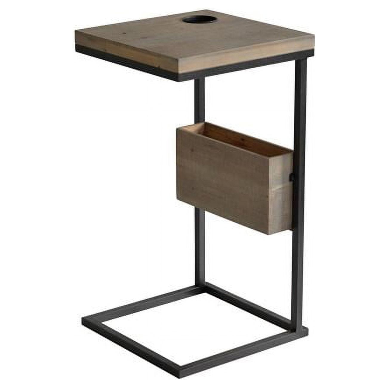 Benzara BM188220 Contemporary Metal & Wood Chairside Table with ...