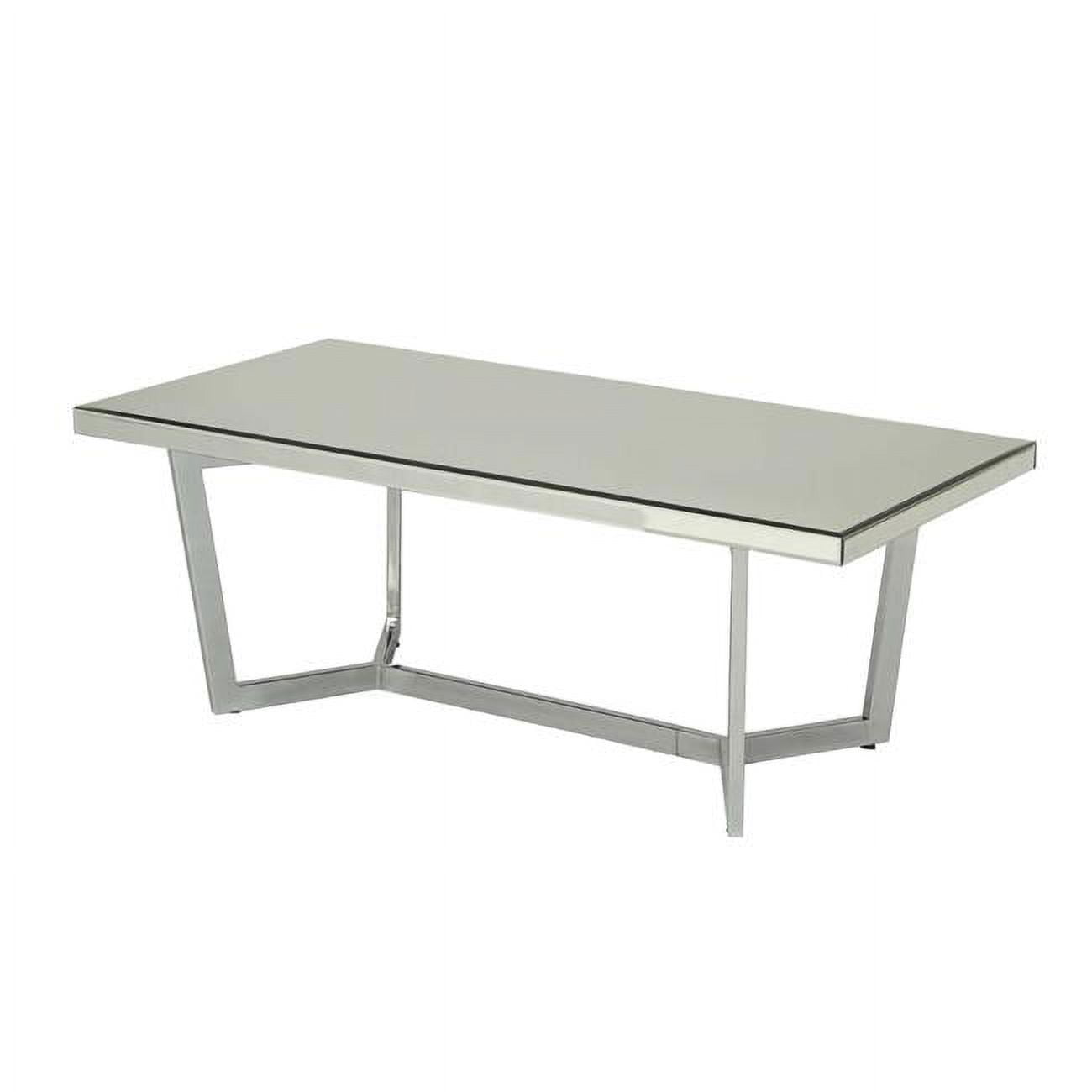 Benzara BM201935 Mirrored Rectangular Coffee Table with Metal Slanted ...