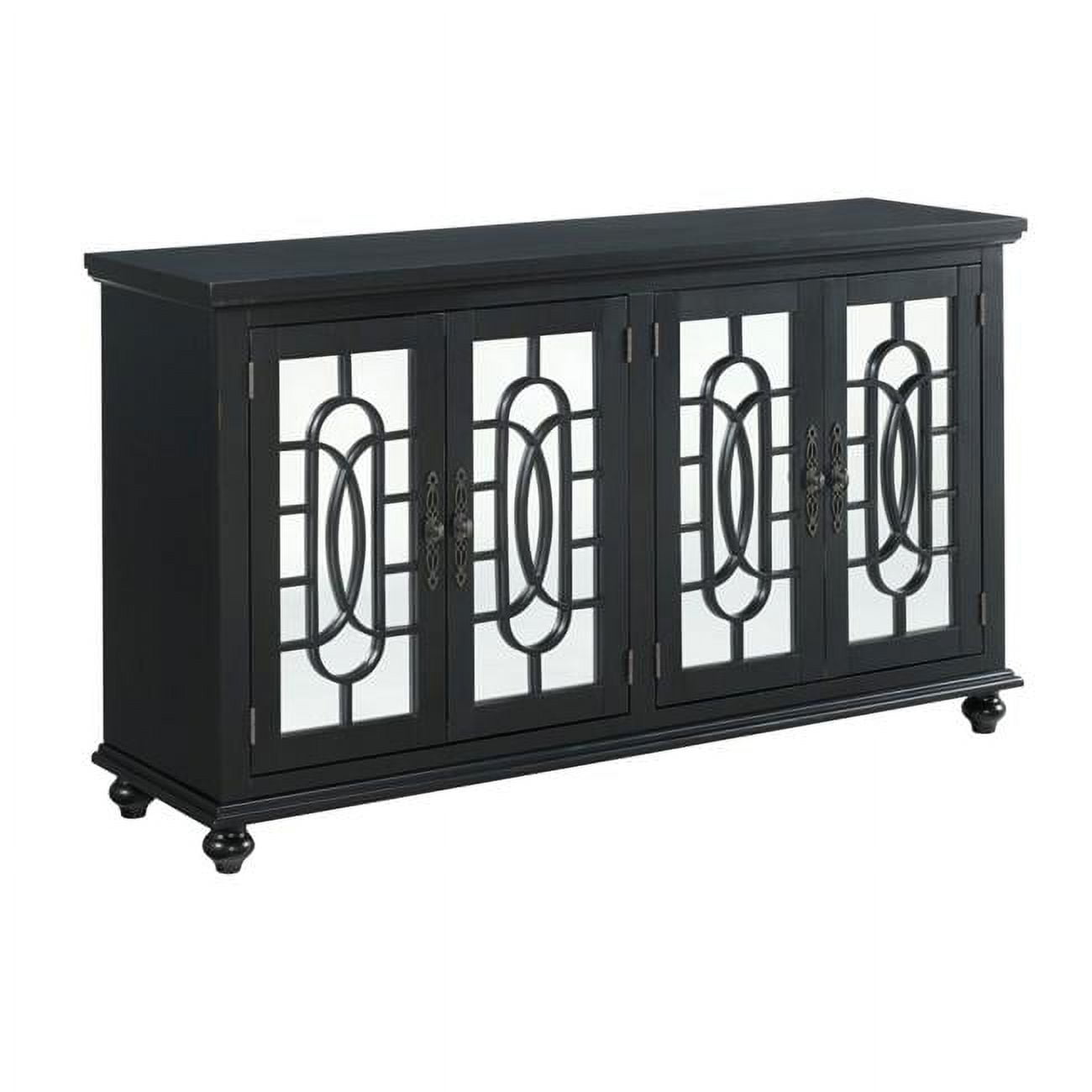 Benzara BM205970 Trellis Front Wood & Glass TV stand with Cabinet ...