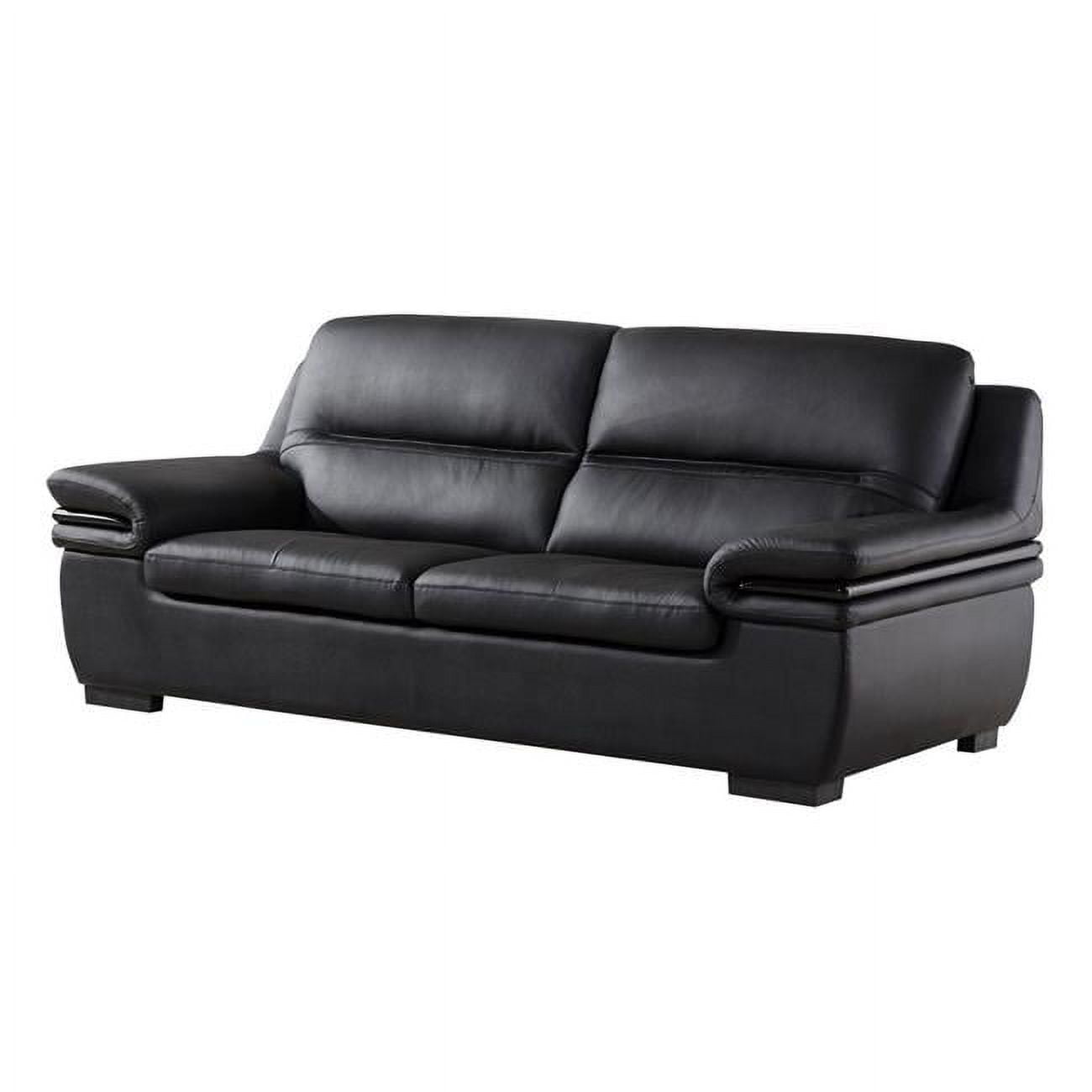Benzara BM226624 Contemporary Leather Sofa with Wooden Trim Armrest and ...