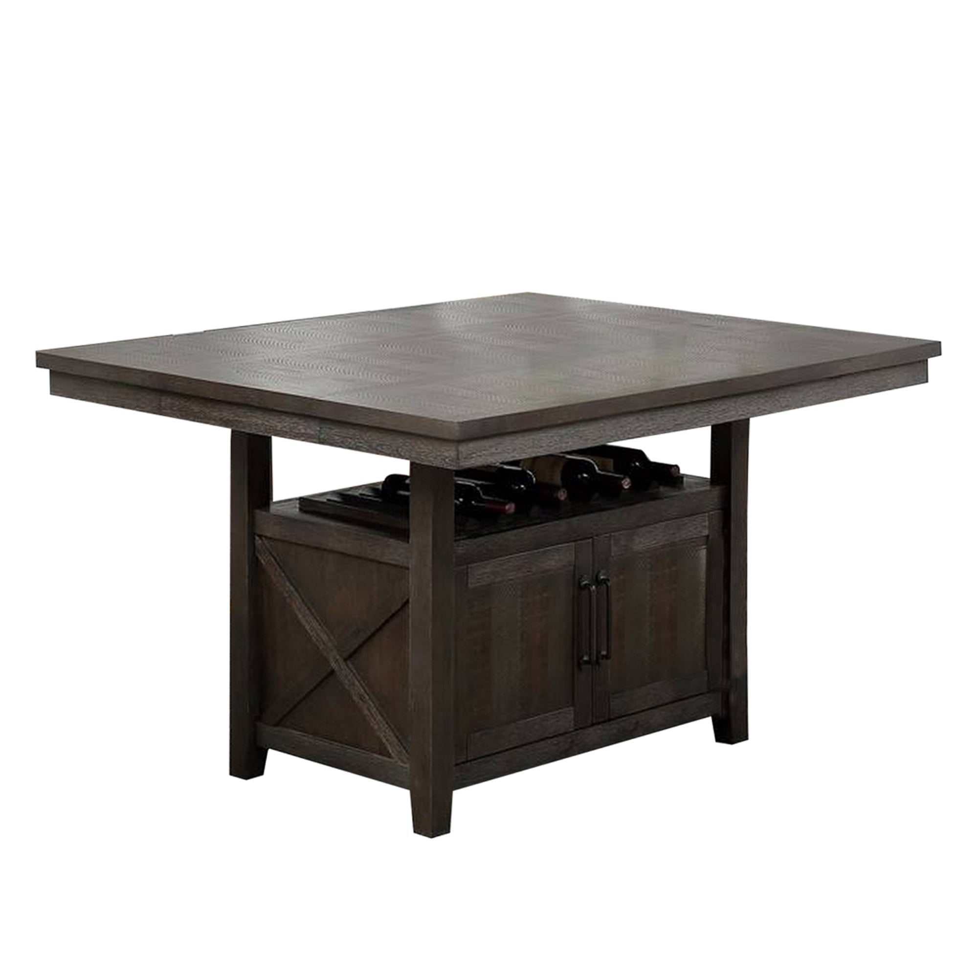 Wooden Counter Height Table with Cabinet and Butterfly Leaf, Gray ...