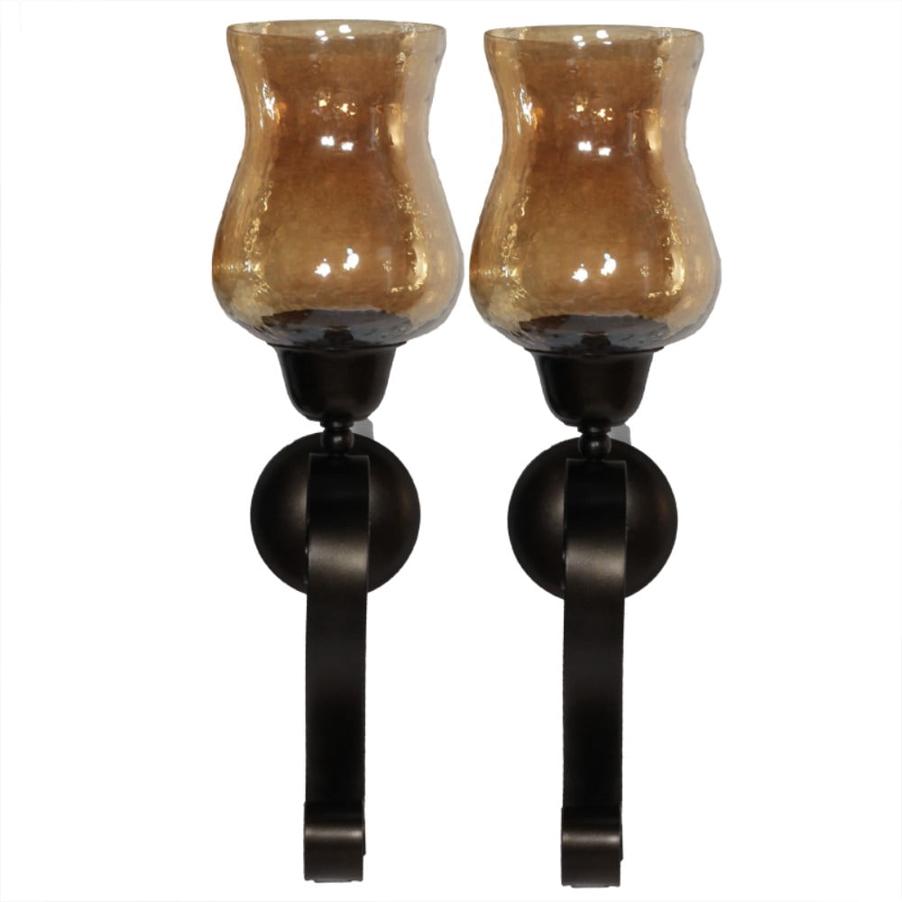 Benzara BM88794 19 x 5.5 x 5.5 in. Gold Hammered Wall Sconce Candle ...