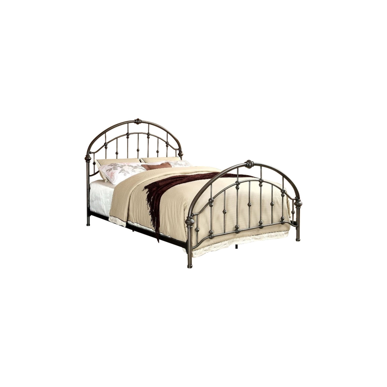 Benzara California King Metal Bed with Knot Detailing, Bronze - Walmart.com