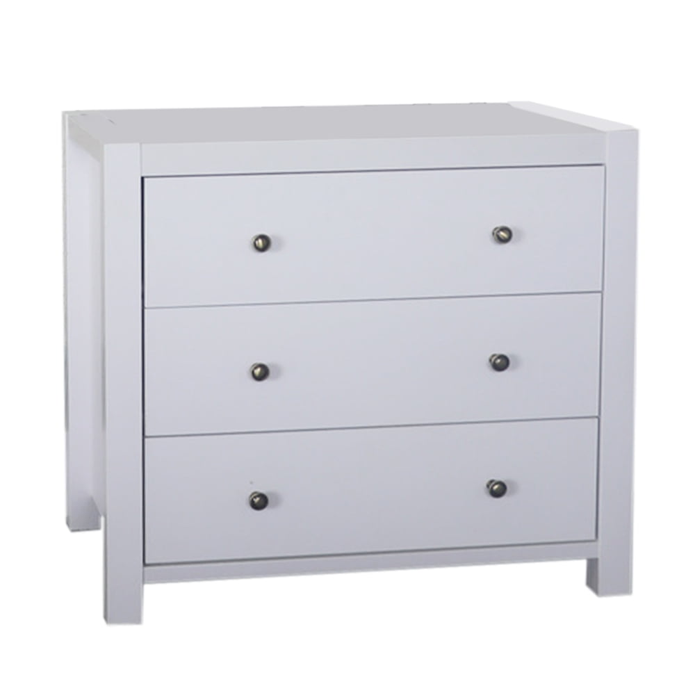 Benzara Capacious Shiny White Finish 3 Drawers Chest with Metal Glides ...