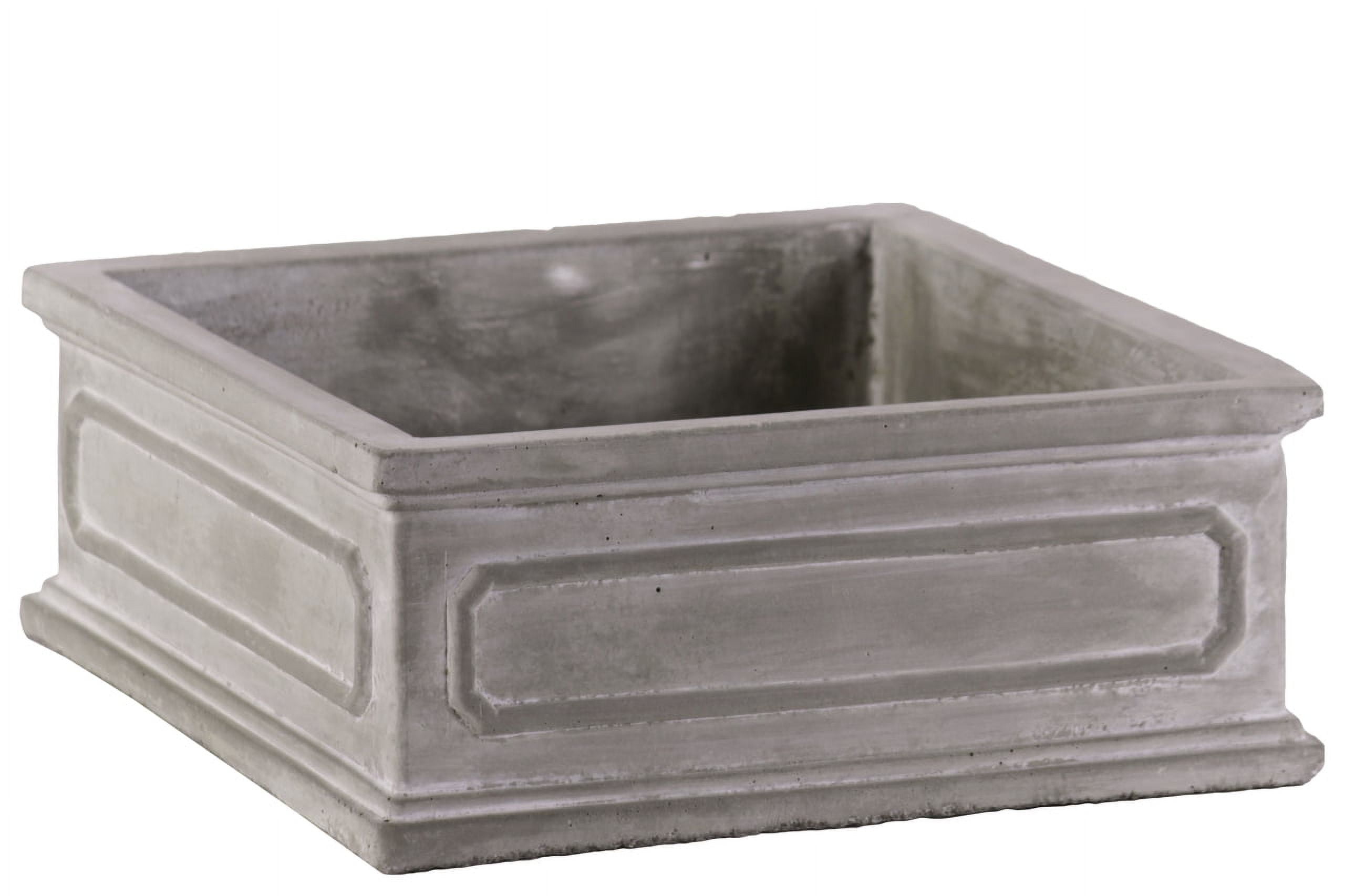 Benzara Cement Low Square Planter Box In Washed Concrete Finish ...