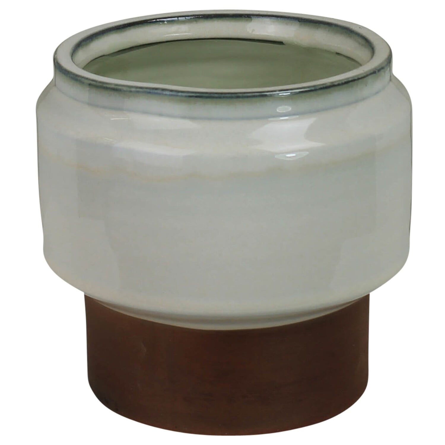 Benzara Ceramic Round Shaped Vase with Dual Tone Look, Small, White ...