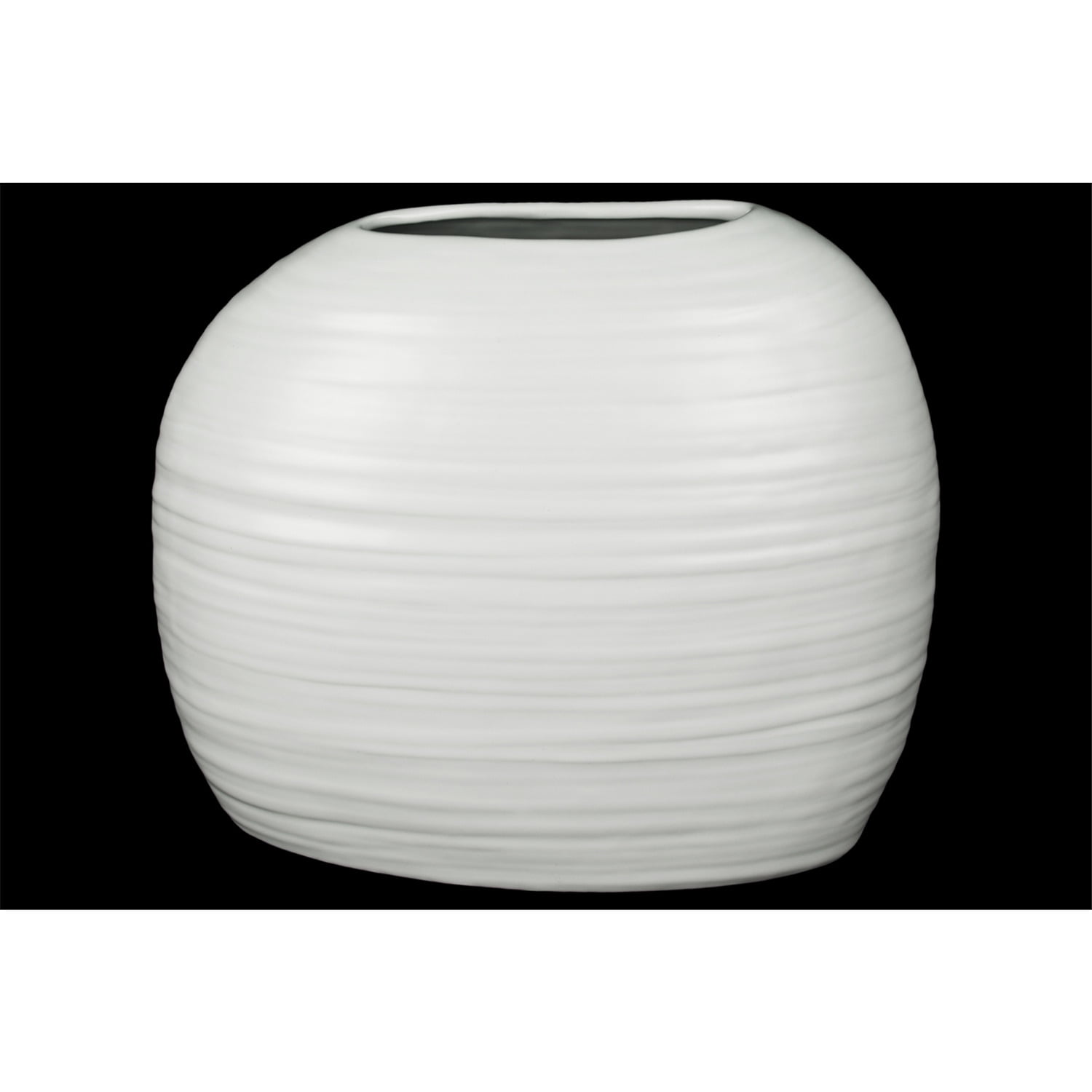 Benzara Ceramic Tall Irregular Vase With Combed Design-Color:White ...