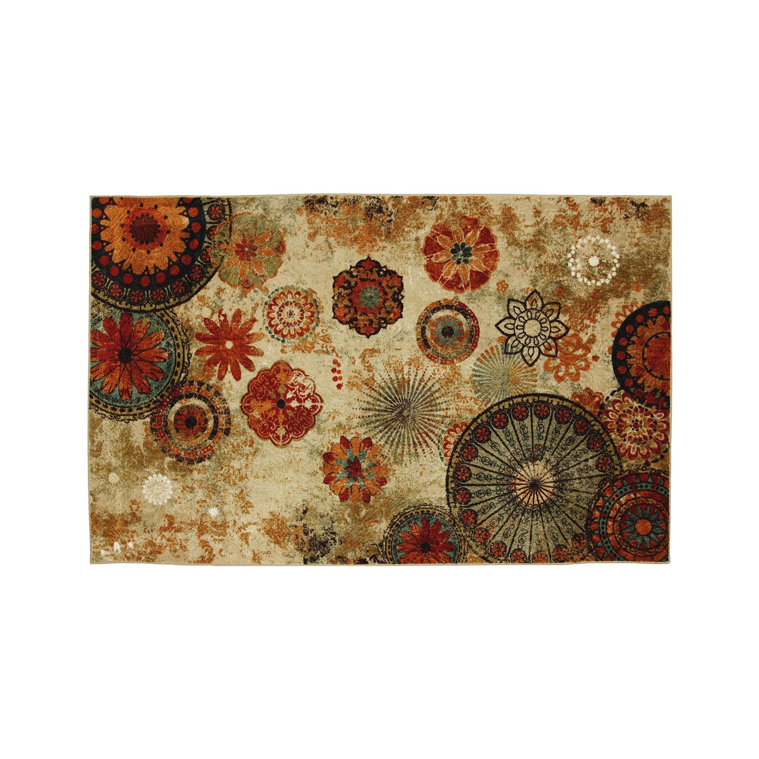 Benzara Contemporary Floral Patterned Area Rug In Nylon and Latex ...