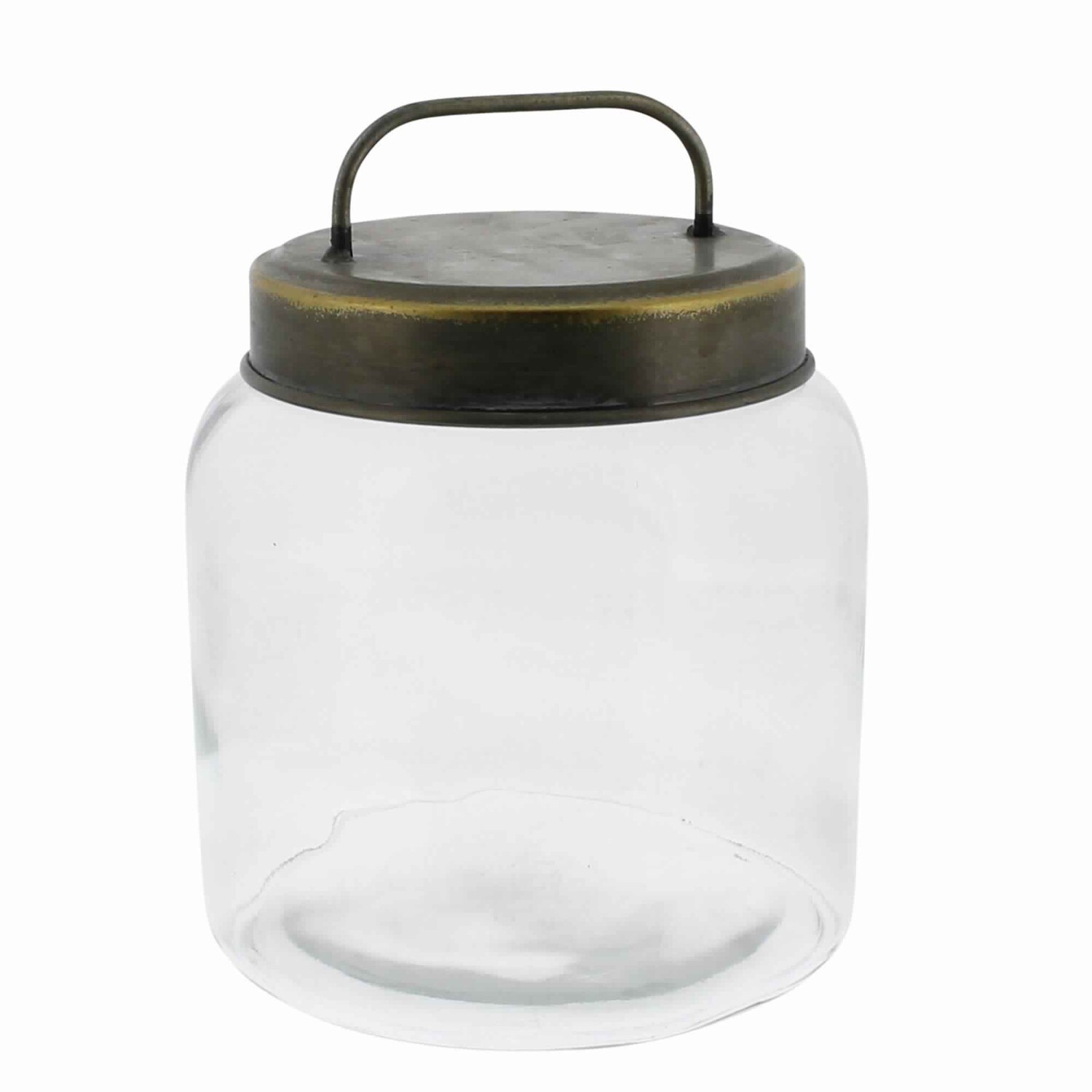 Cylindrical Glass Cannister with Metal Lid, Small, Clear and Antique ...