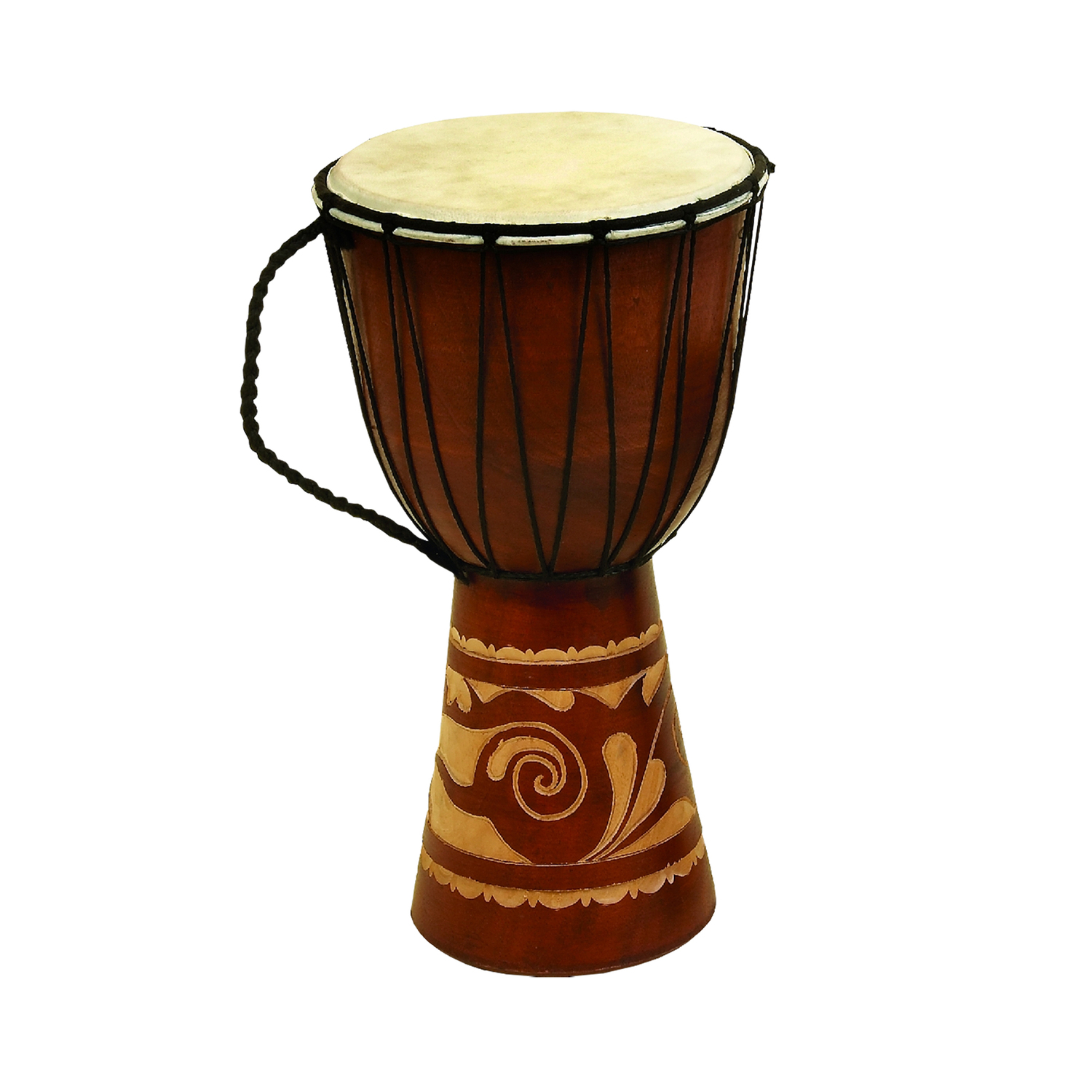 Benzara Decorative Wood and Leather Djembe Drum with Side Handle, Small ...