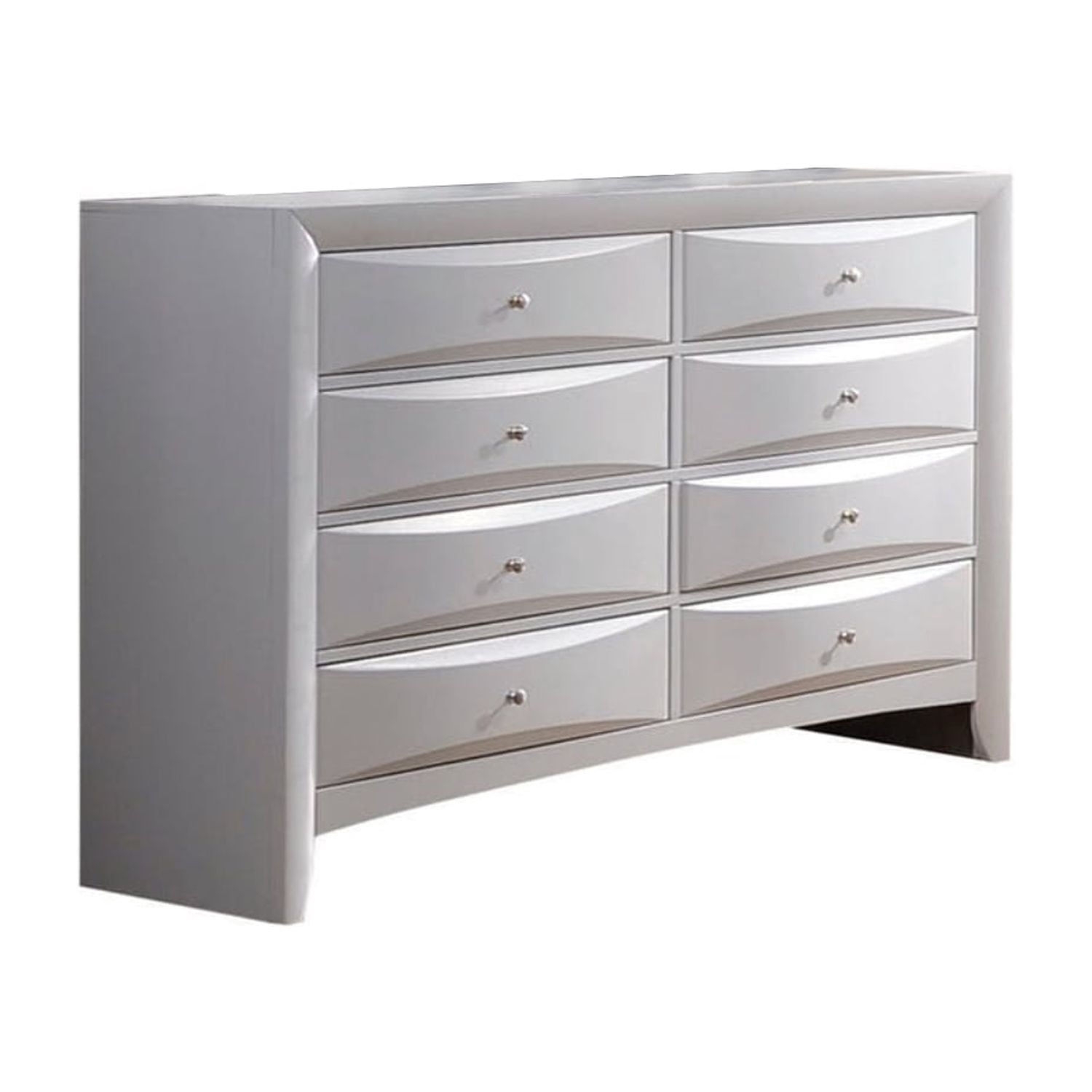 Benzara Eight Drawers Wooden Dresser with Bevel Drawer Fronts, White ...