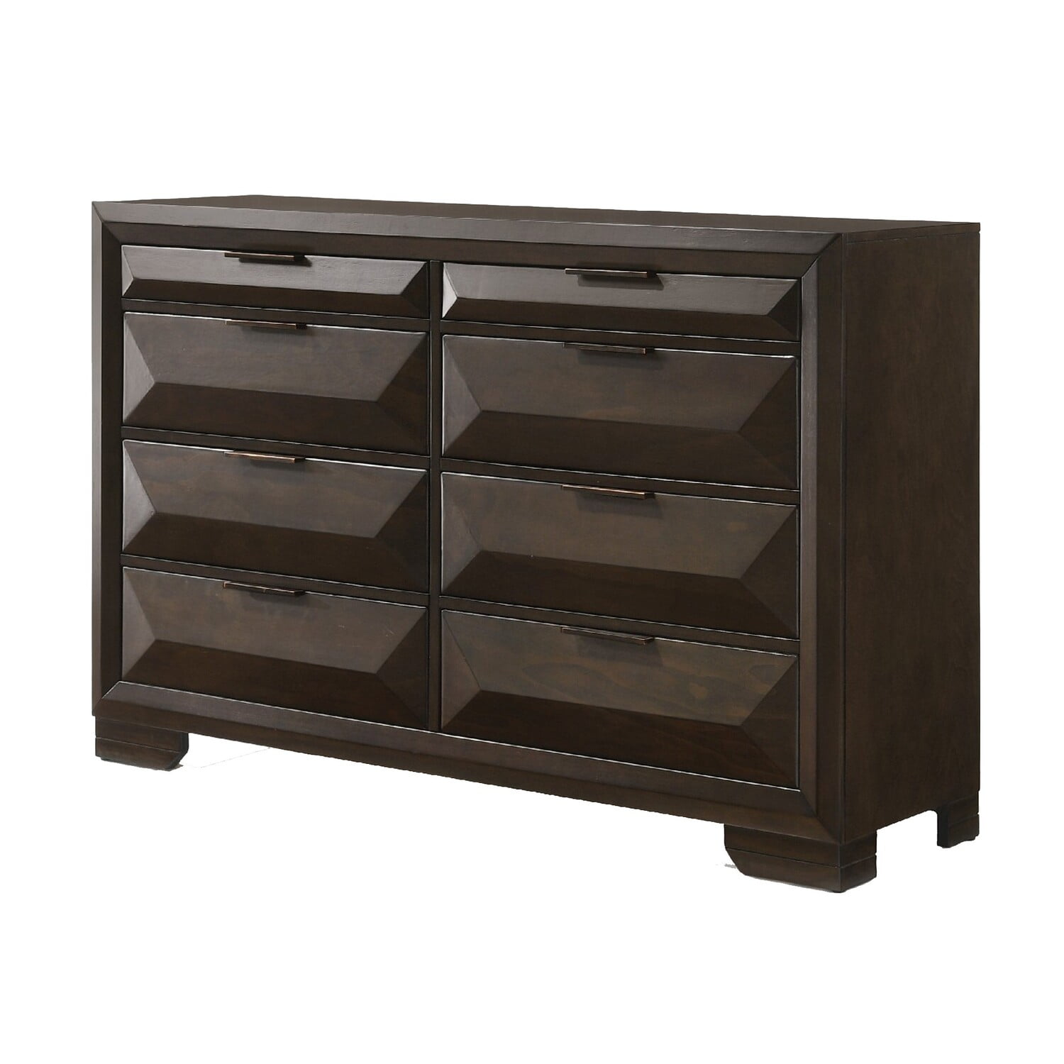 Eight Drawers Wooden Dresser with Beveled Drawer Fronts Espresso Brown ...