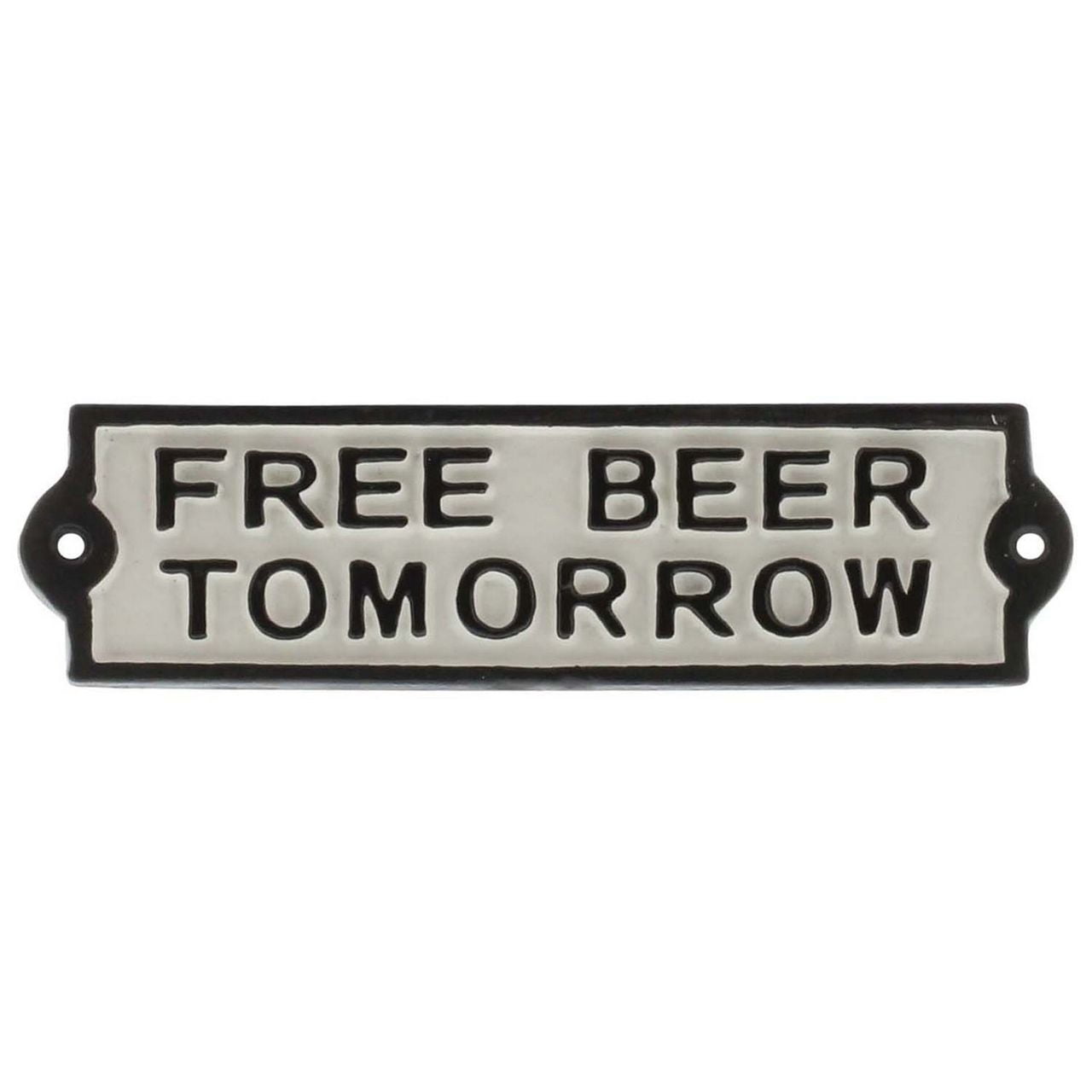 Benzara FREE BEER TOMORROW Metal Frame Wall Sign, White and Black ...