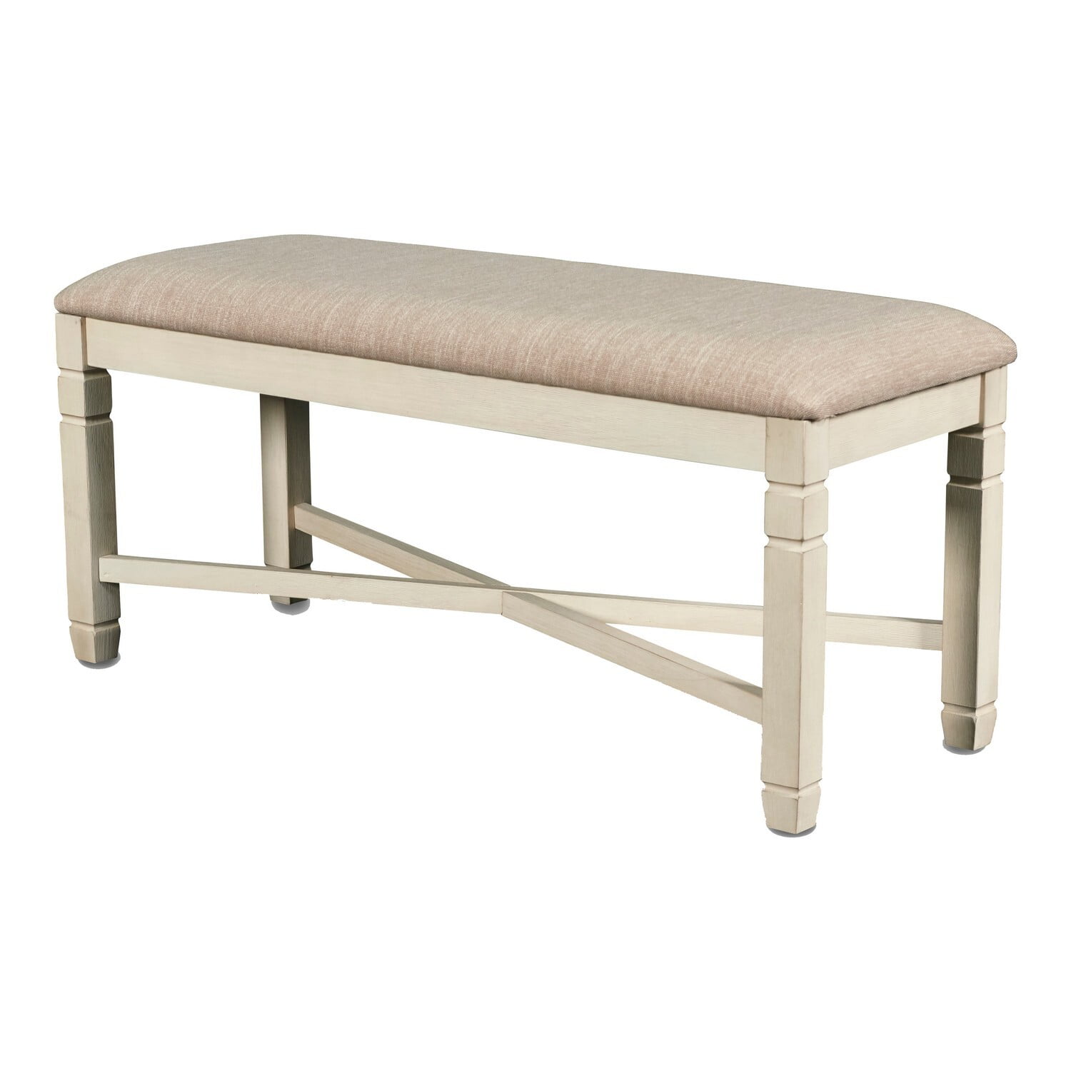 Benzara Fabric Dining Bench with Turned Legs and X Shaped Support ...