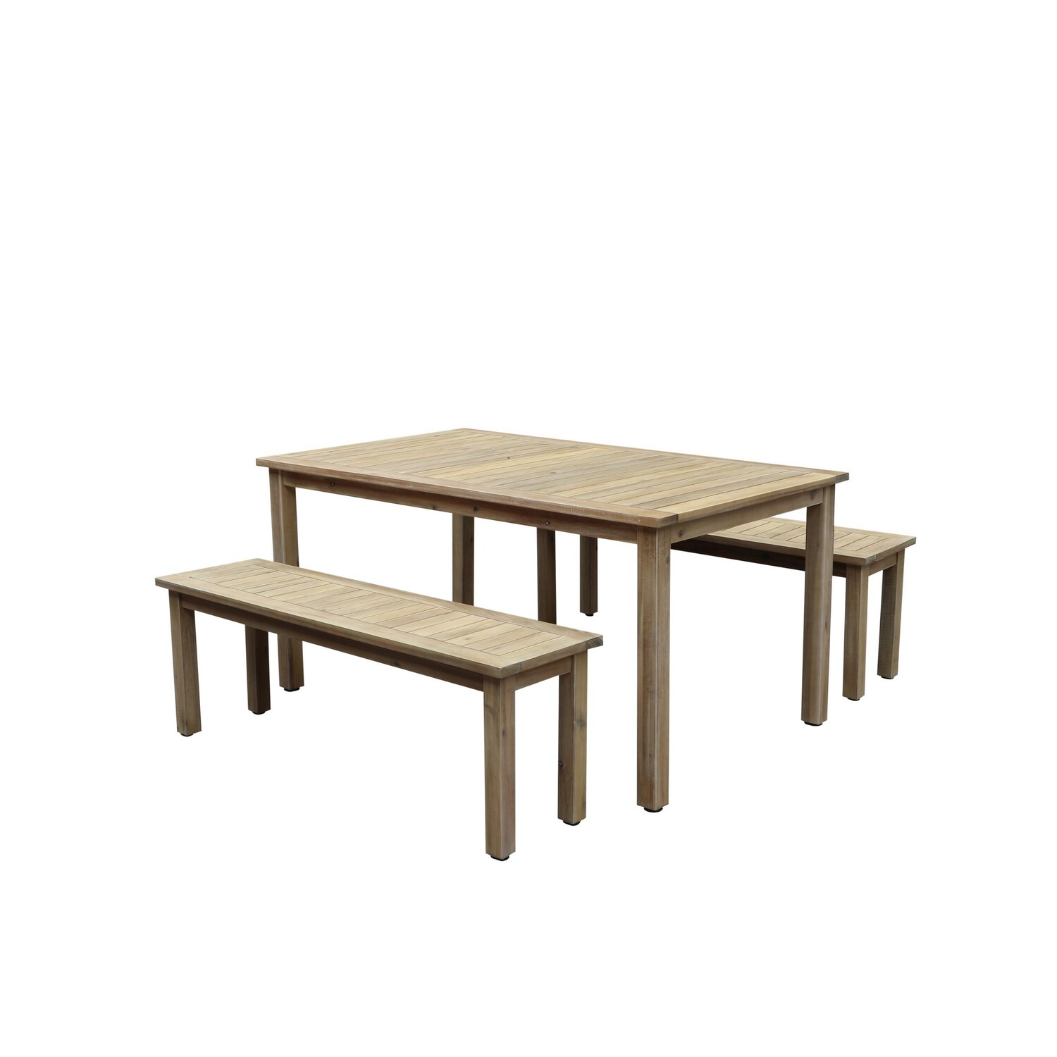 Benzara Felix 3 Piece Modern Dining Set, Natural Brown Acacia Wood Frame, 6 Seater - Walmart.com
