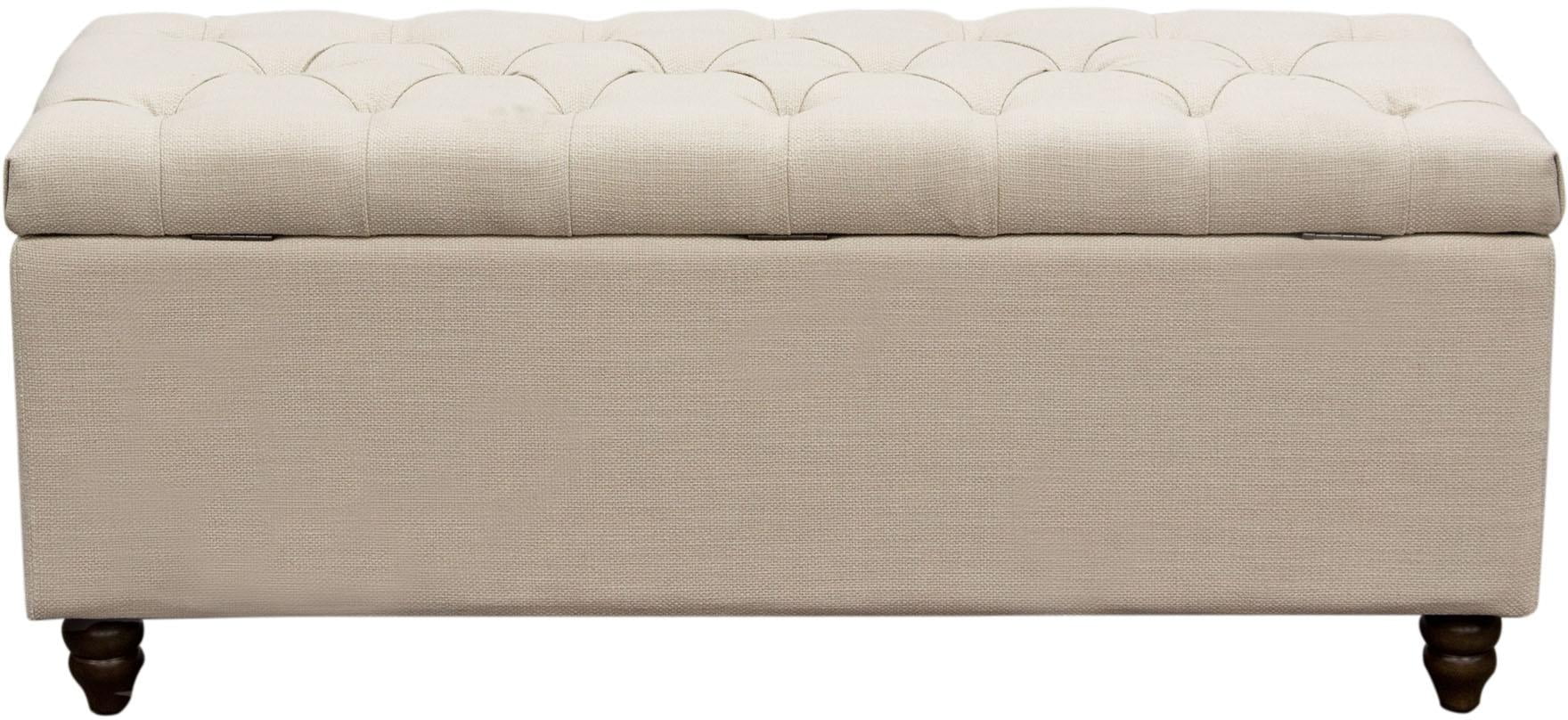 Benzara Linen Upholstered Tufted Trunk with Lift Top Storage and Bun ...