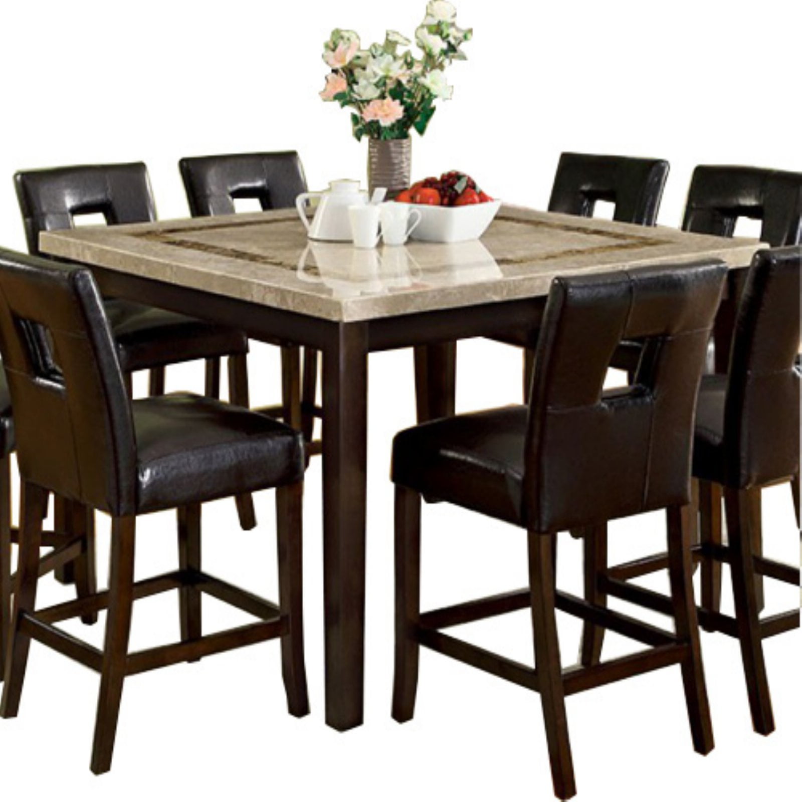 Benzara Lisbon II Marble Square Counter Height Dining Table - Walmart.com