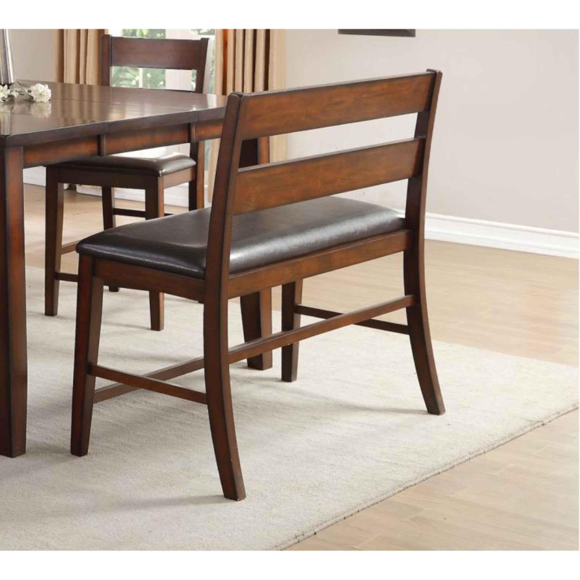 Benzara Mango Veneer Bench With Covered Seat, Cherry Brown - Walmart.com