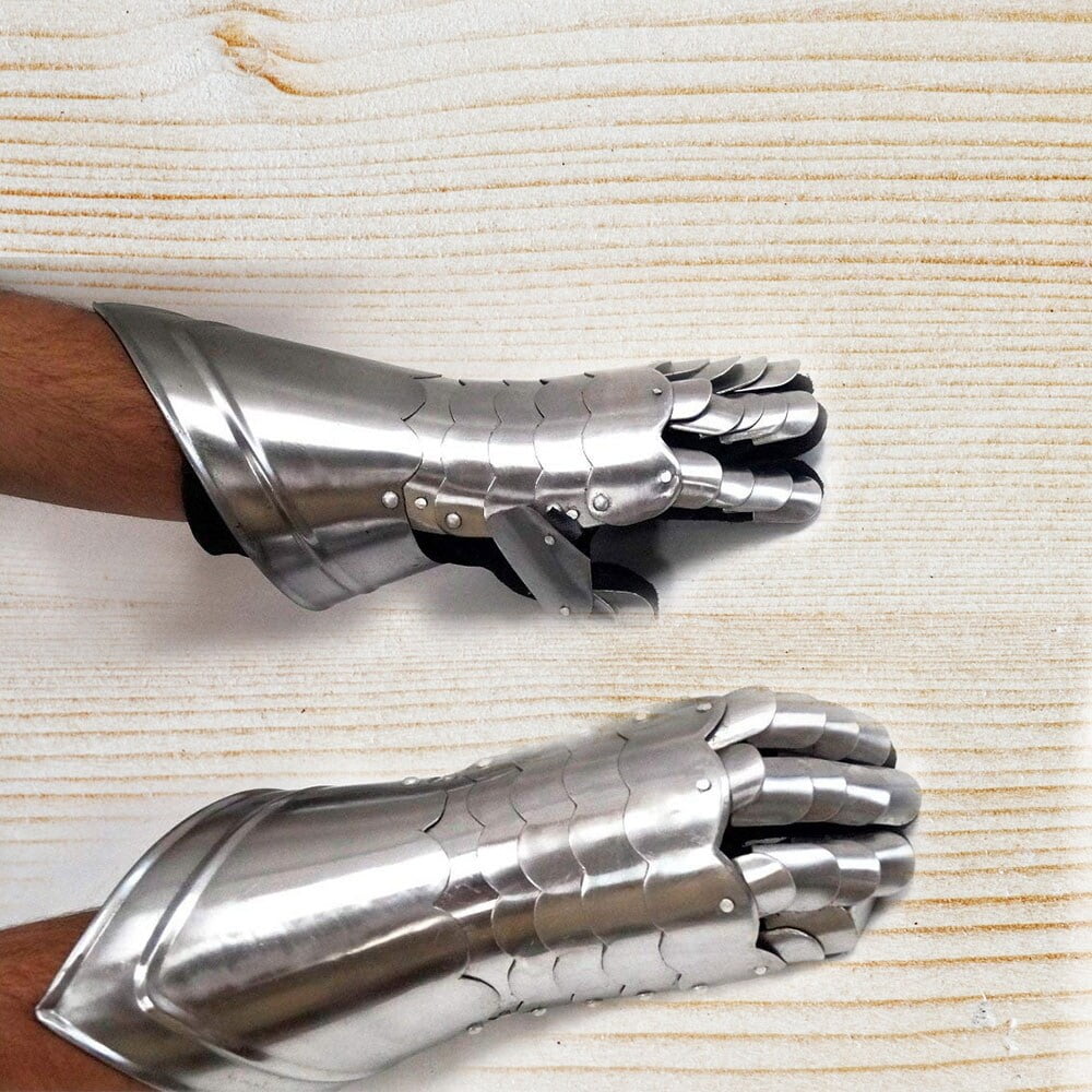 Metal Armor Hand Gloves Pair, Silver(D0102H7E08G.) - Walmart.com