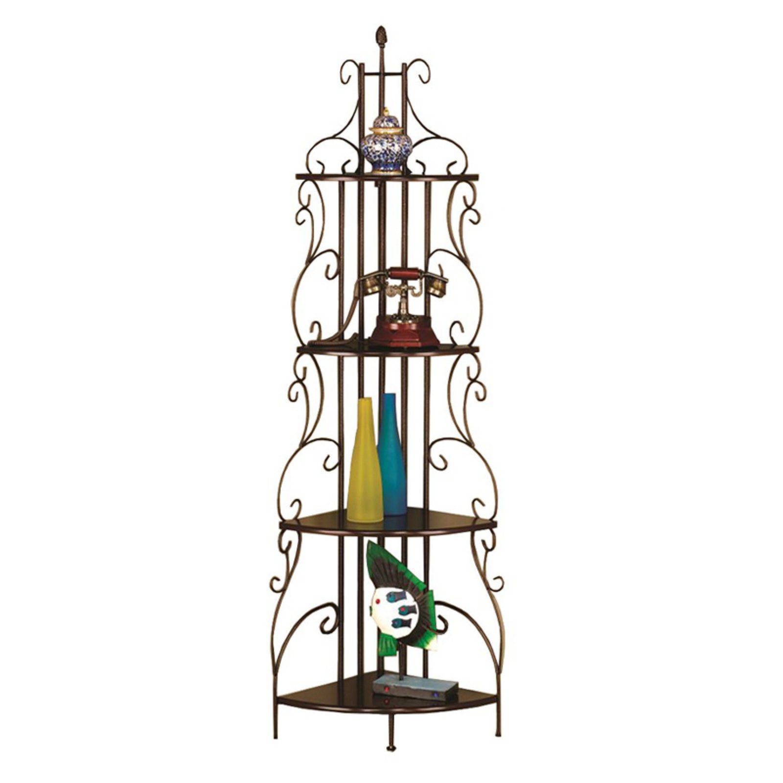 Traditional Four Tier Metal Corner Shelf Bookcase, Copper - Walmart.com