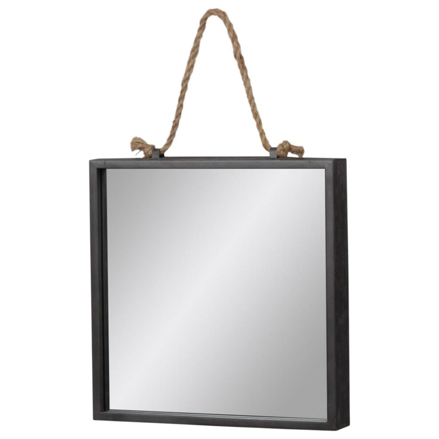 Benzara Metal Frame Square Wall Mirror with Rope Handle, Set of 2 ...