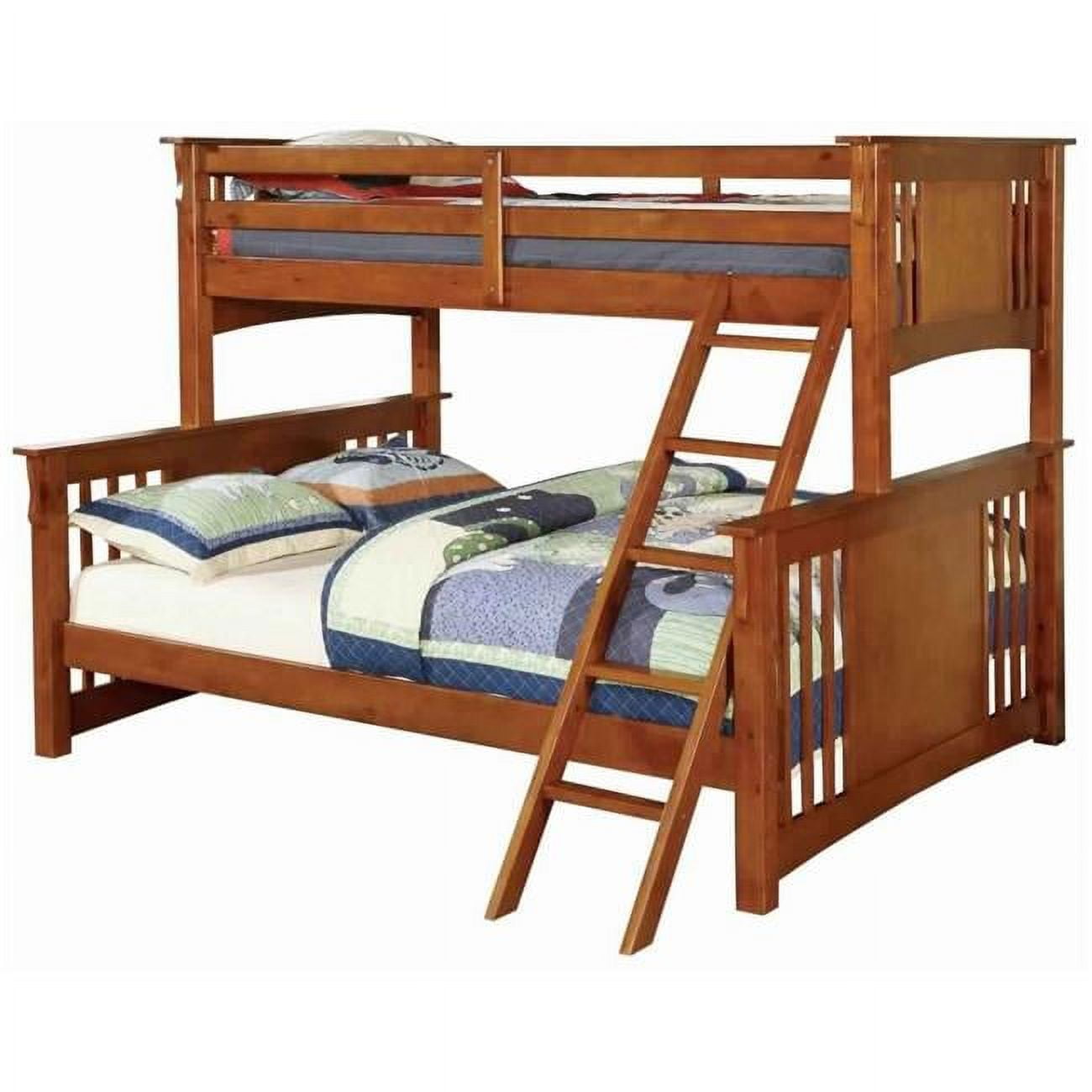 Benjara Mission Style Extra Large Twin over Queen Size Bed with Ladder ...