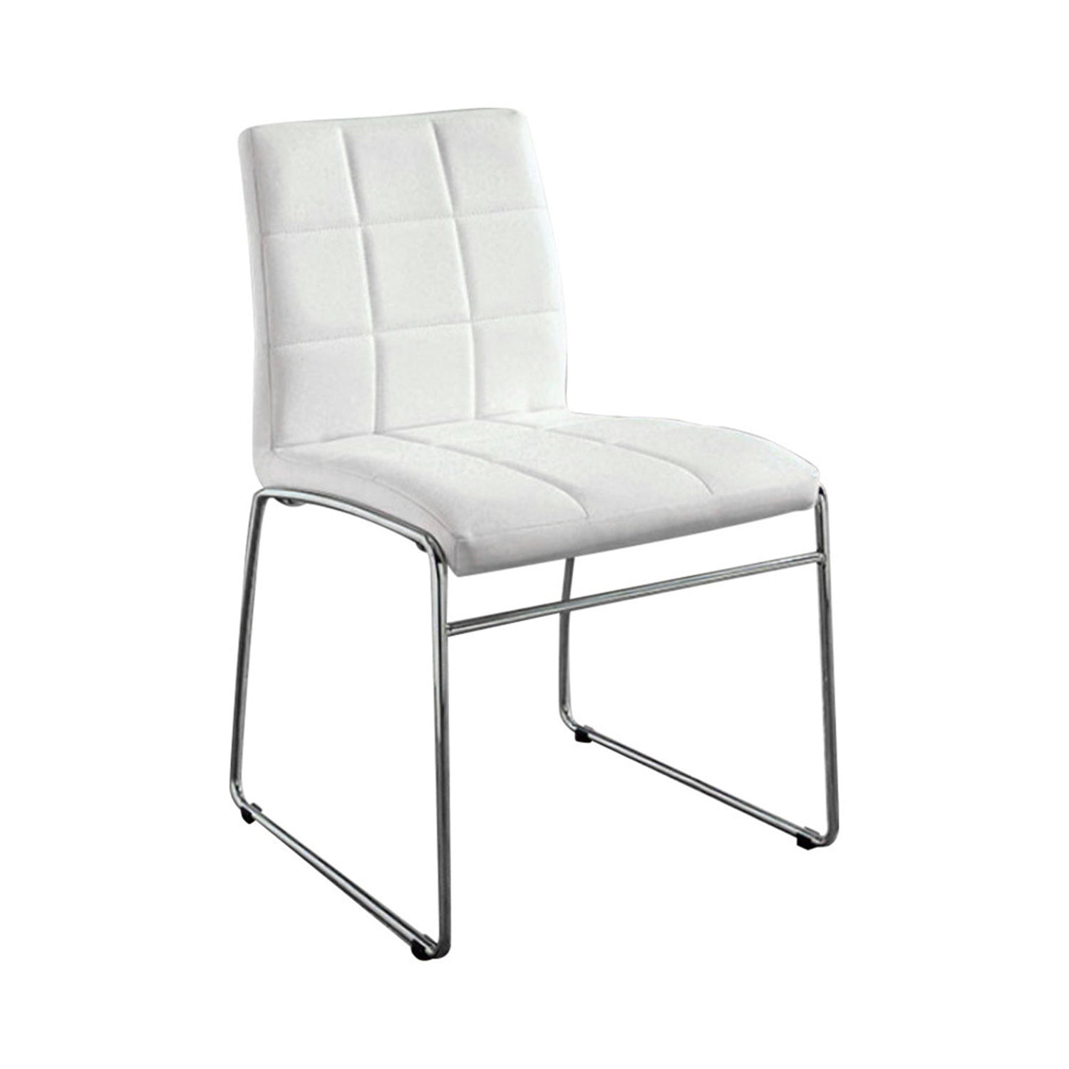 Benzara Oahu Contemporary Side Chair With Steel Tube, White Finish, Set ...