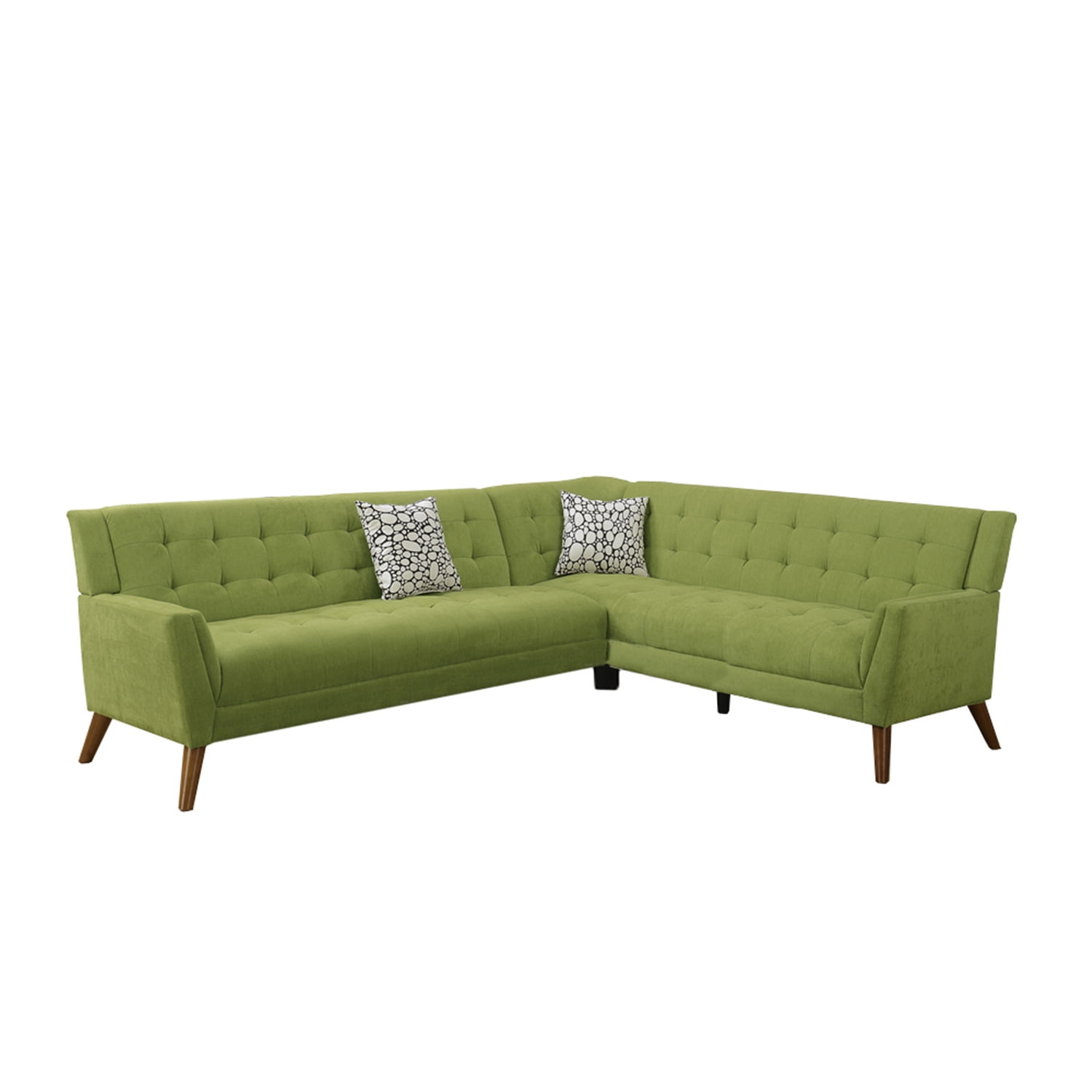 Benzara Polyfiber 2 Pieces Sectional Sofa-Color:Green - Walmart.com