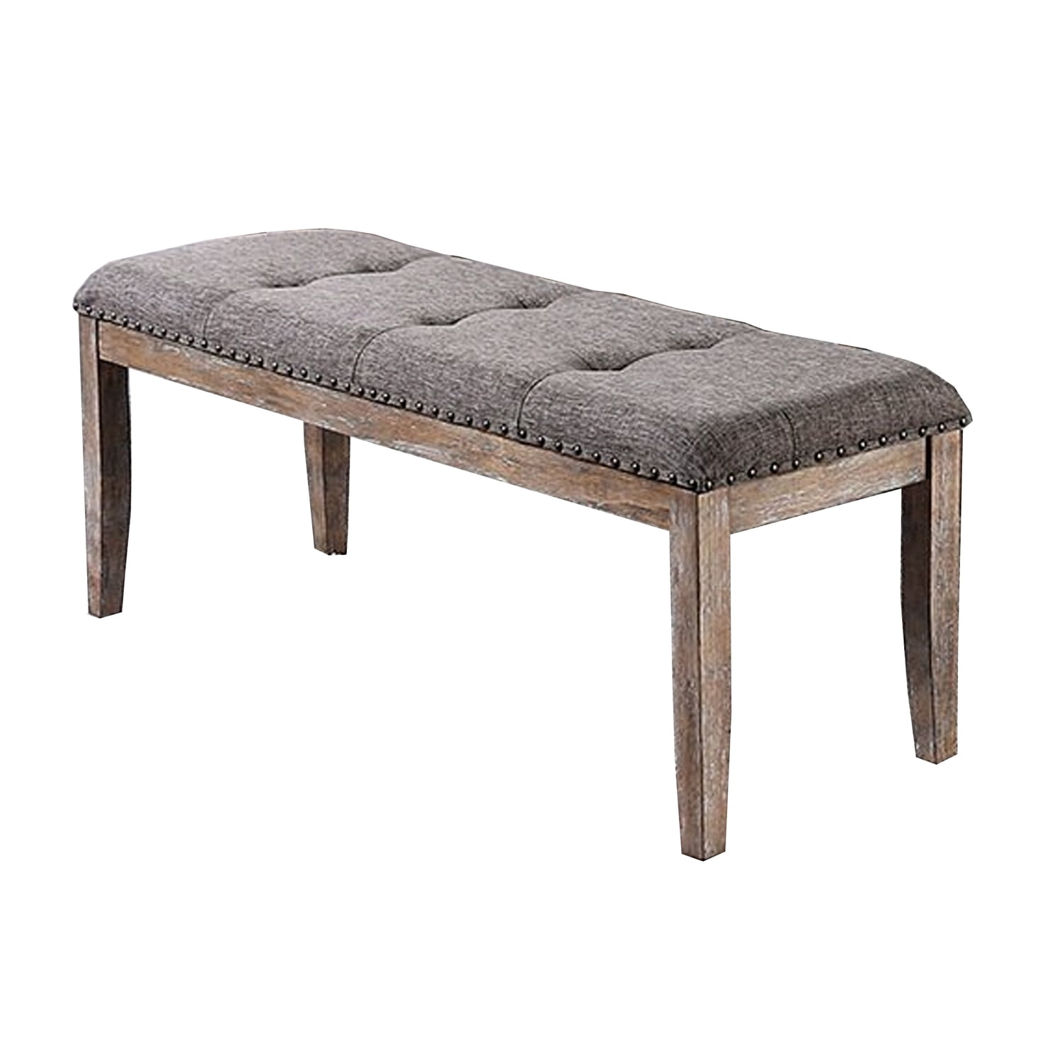 Benzara Rectangular Shaped Solid Wood and Fabric Upholstered Bench with ...