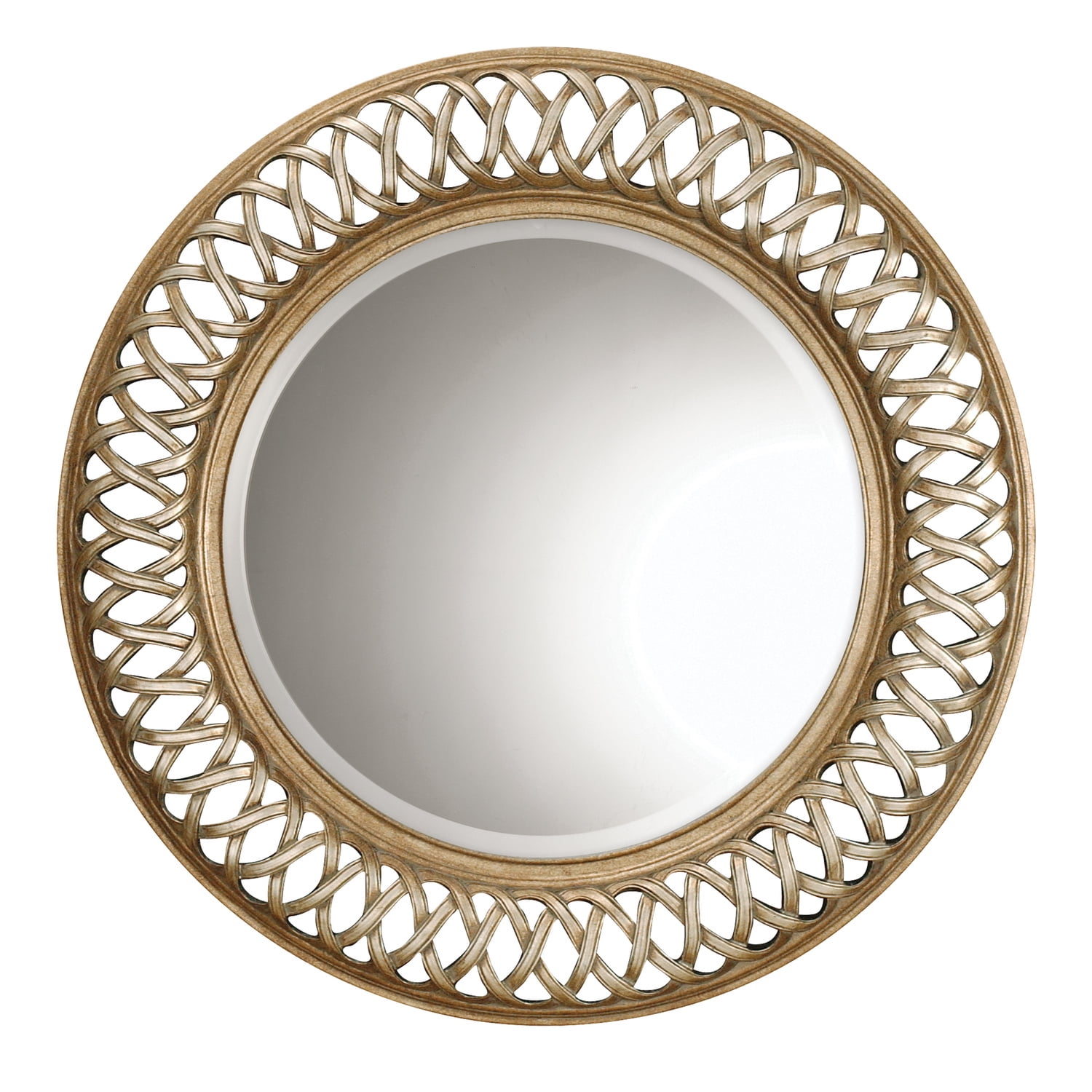 Benzara Round Beveled Wooden Wall Mirror with Celtic Knot Edge,Gold and ...