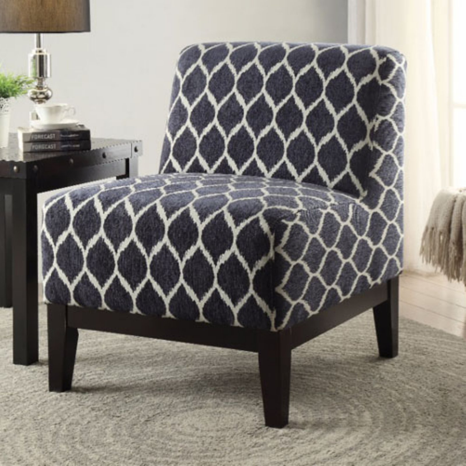 Benzara Slipper Chenille Trellis Accent Chair - Walmart.com