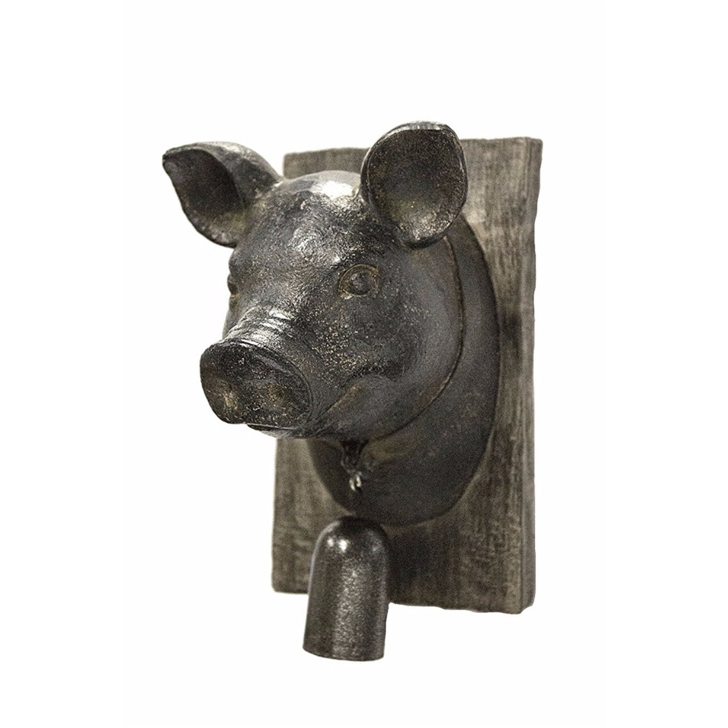 Benzara Striking Pig Head With Bell Wall Plaque, Brown - Walmart.com