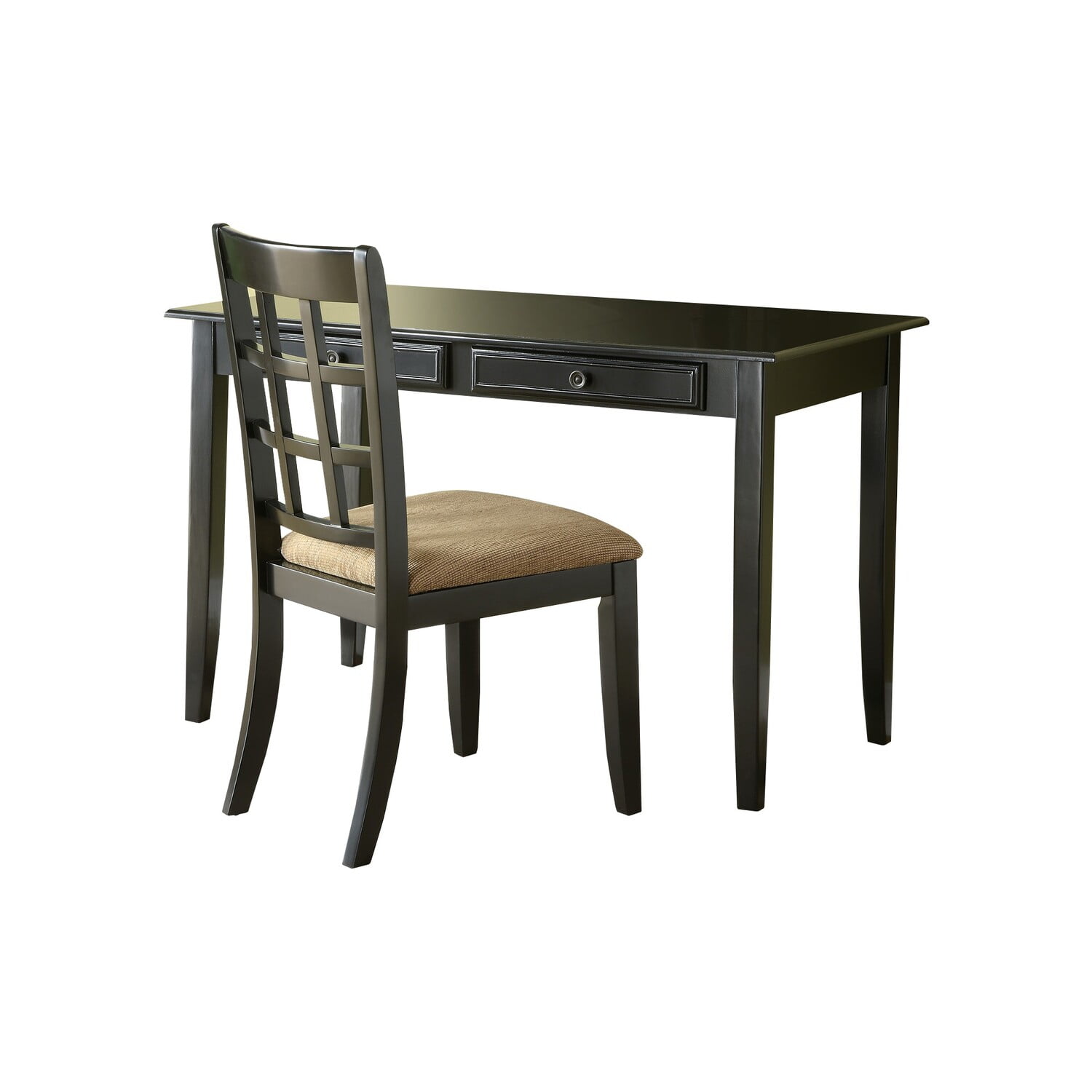 Benjara Sturdy 2 Piece Wooden Desk Set, Black-Color:Black - Walmart.com