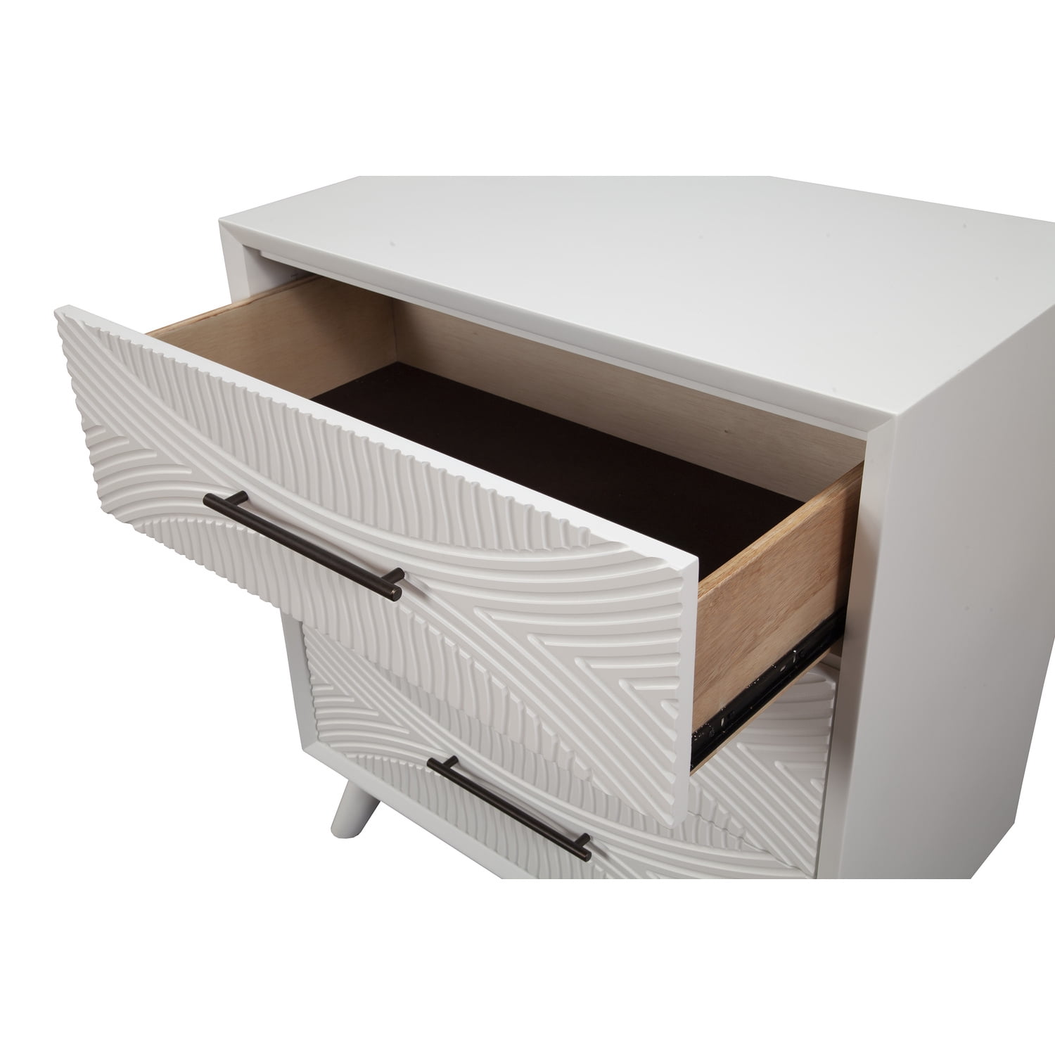 Three Drawers Mahogany Wood Small Chest with Splayed Legs, White ...
