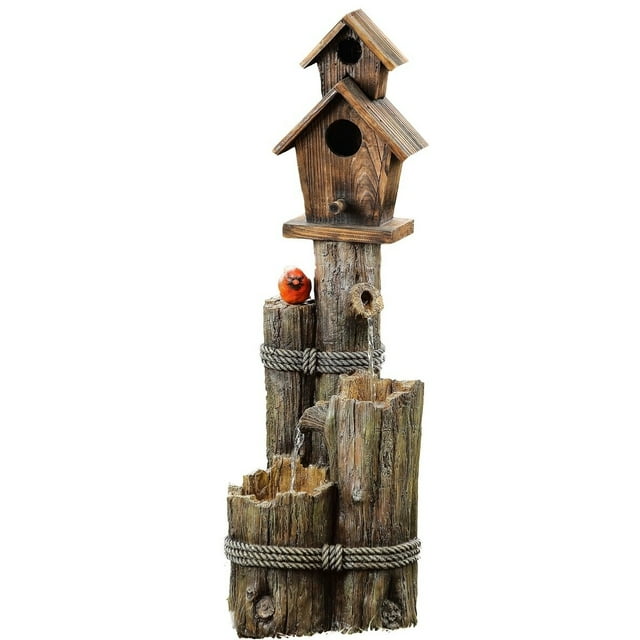 Three Tiered Birdhouse with Cardinal Fountain - Walmart.com