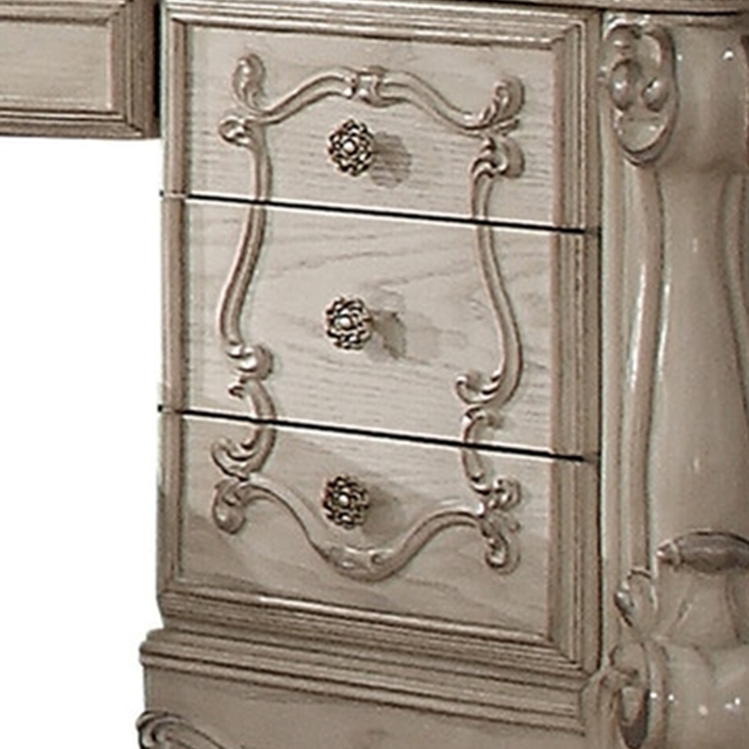 Benzara Traditional Style Wooden Vanity Desk with Seven Drawers, Bone ...