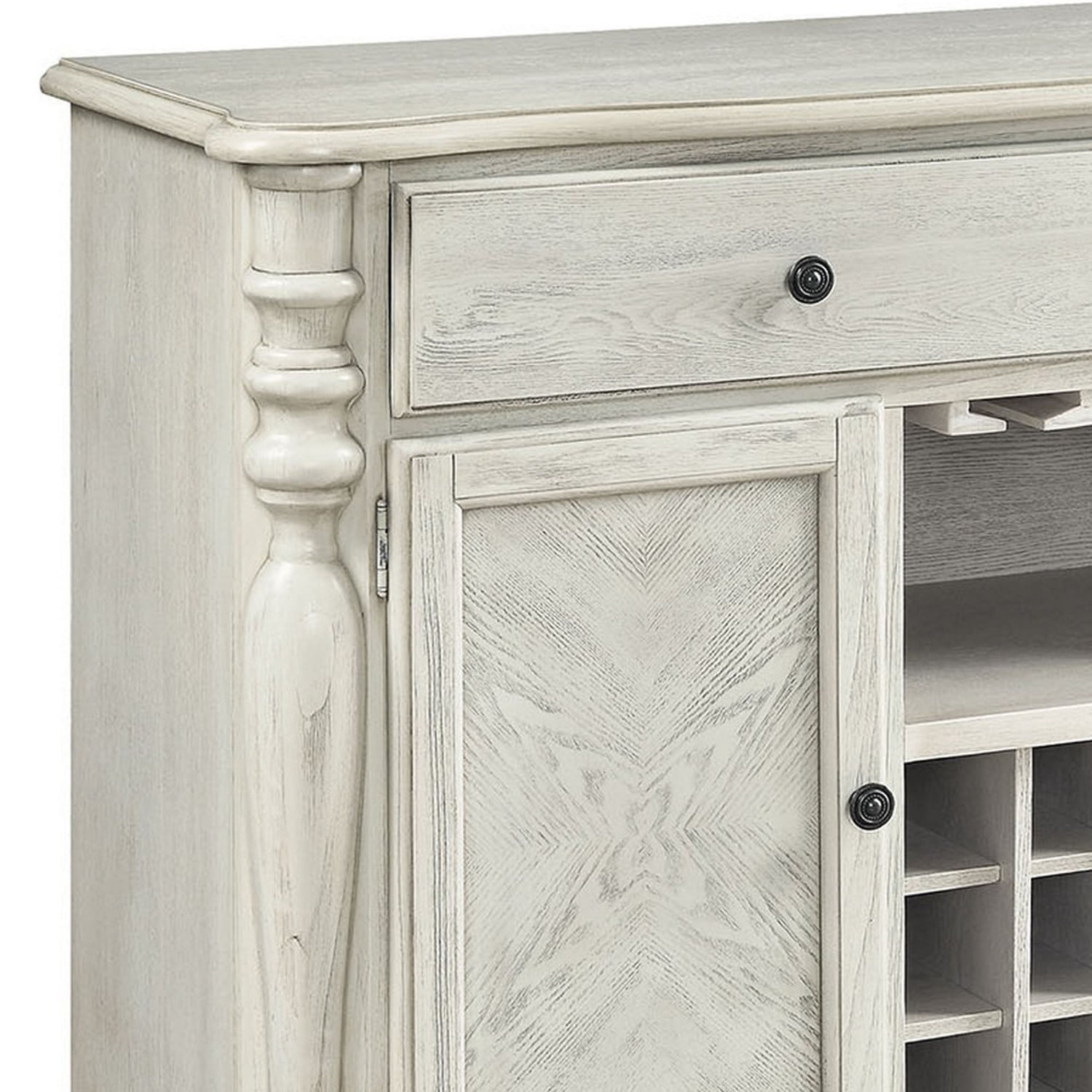 Benzara Transitional Style Wooden Server with Side Door Cabinets and 2 ...