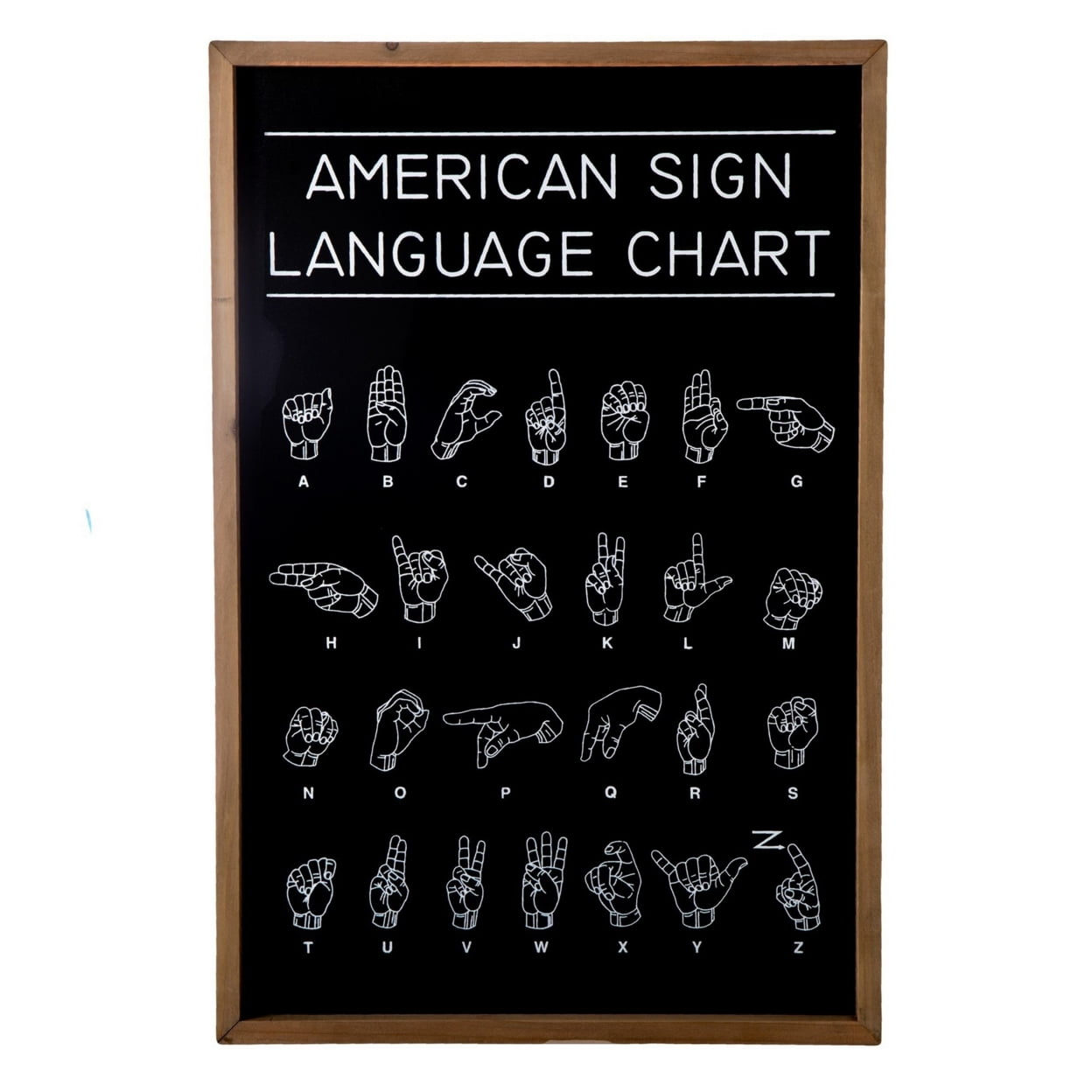 Benzara Wall Art with American Sign Language Chart, Brown and Black ...